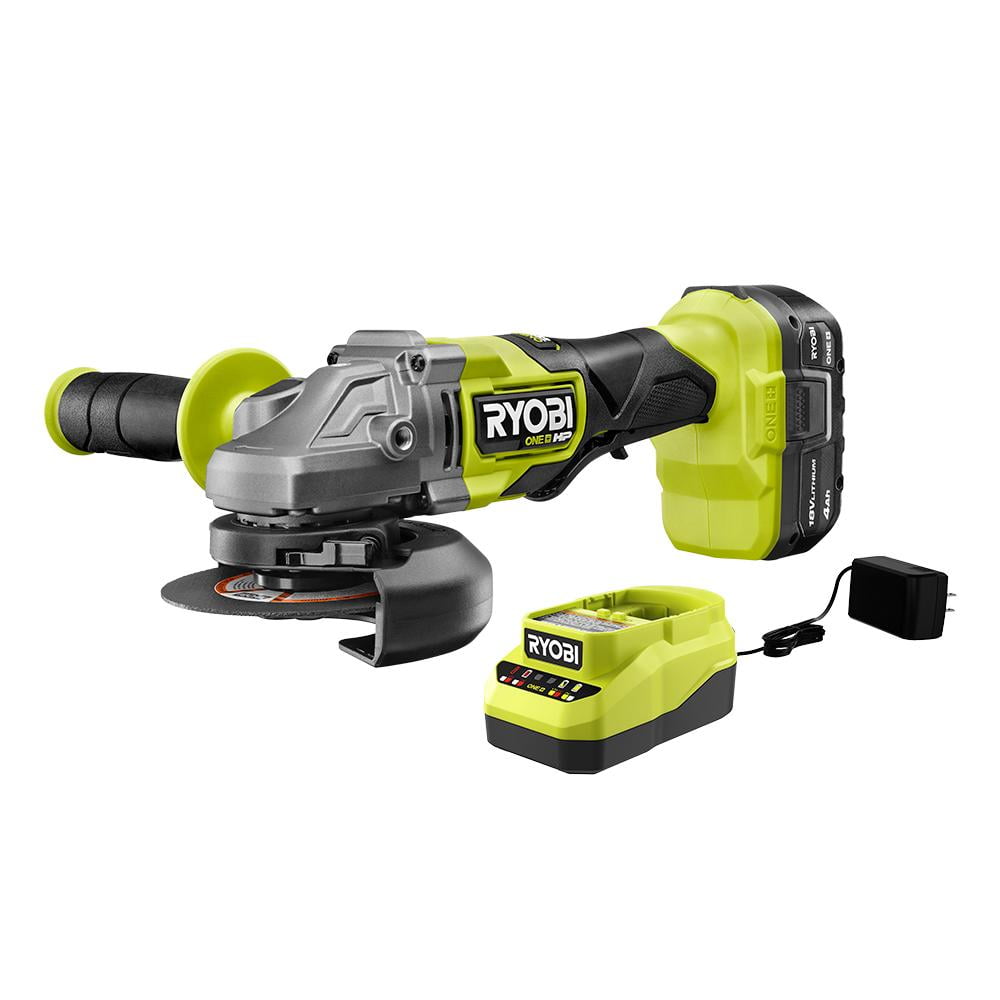 RYOBI ONE+ HP 18V Brushless Cordless 4-1/2 in. Angle Grinder Kit with 4 ...
