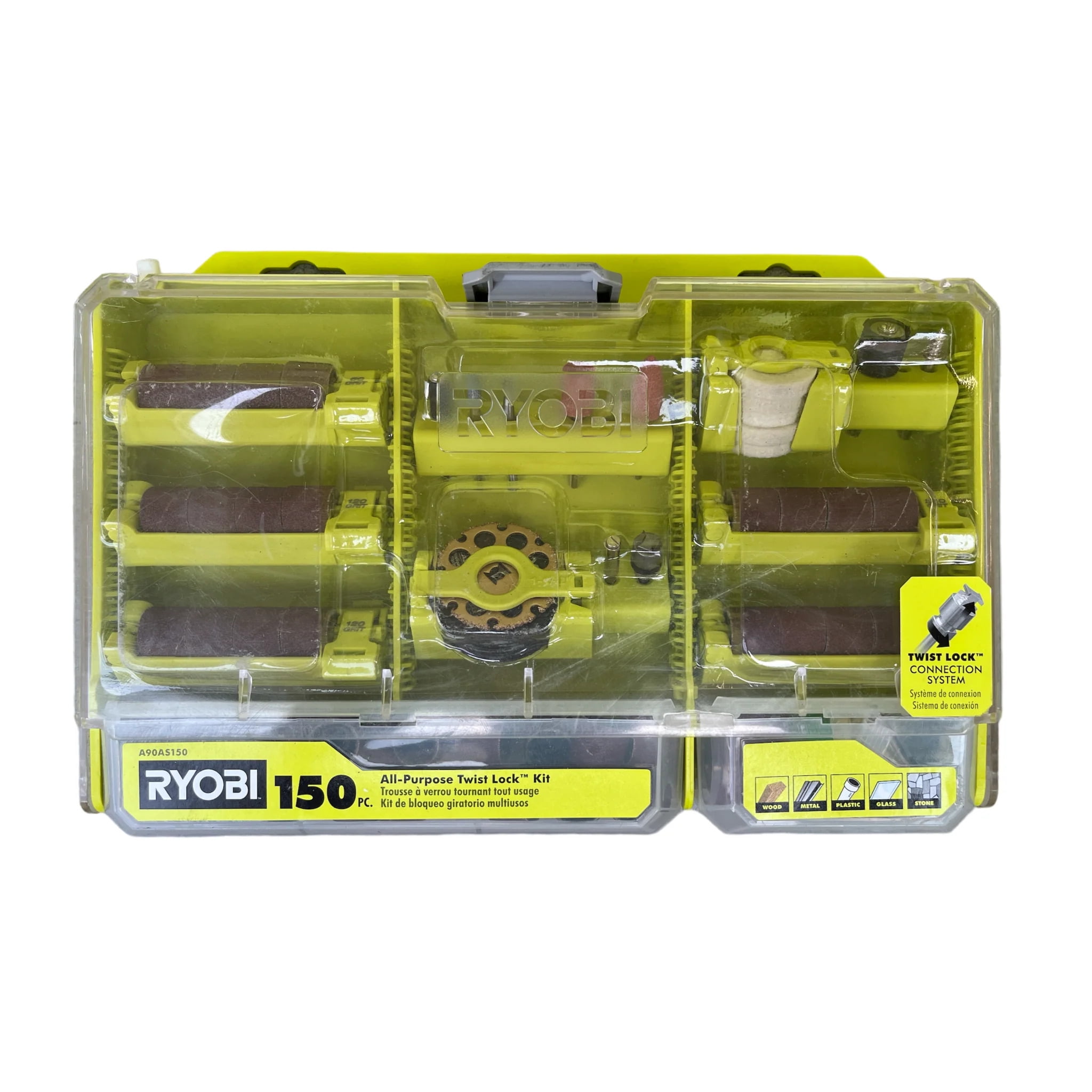 RYOBI Rotary Tool 150-Piece Twist Lock All-Purpose Kit (for Wood, Metal ...