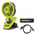 Ryobi, USB Lithium Clamp Fan Kit, with 2.0 Ah USB-C Battery, Portable ...