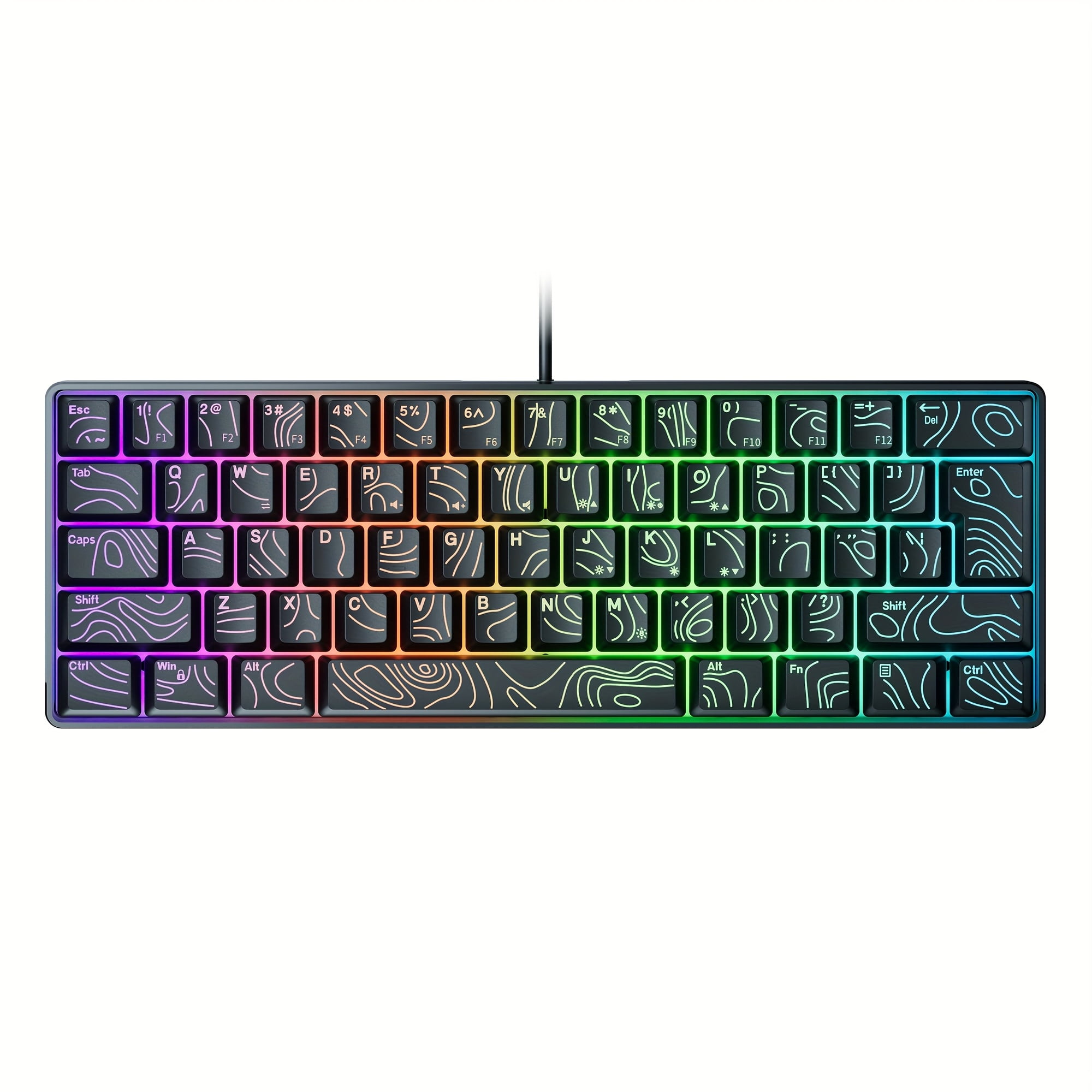 RYPFOEWBN 61-key portable RGB backlit keyboard, wired compact design ...