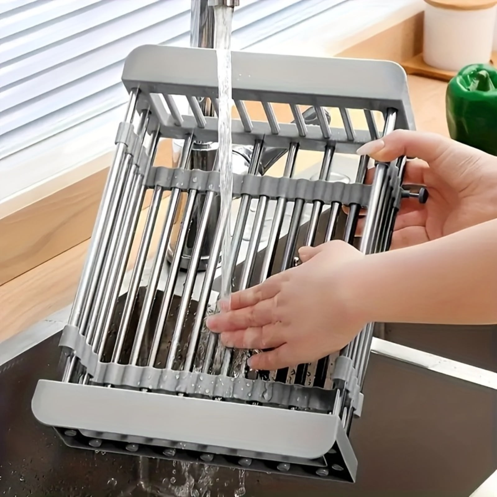 RYPFOEWBN Foldable retractable sink dish rack, stainless steel bold ...