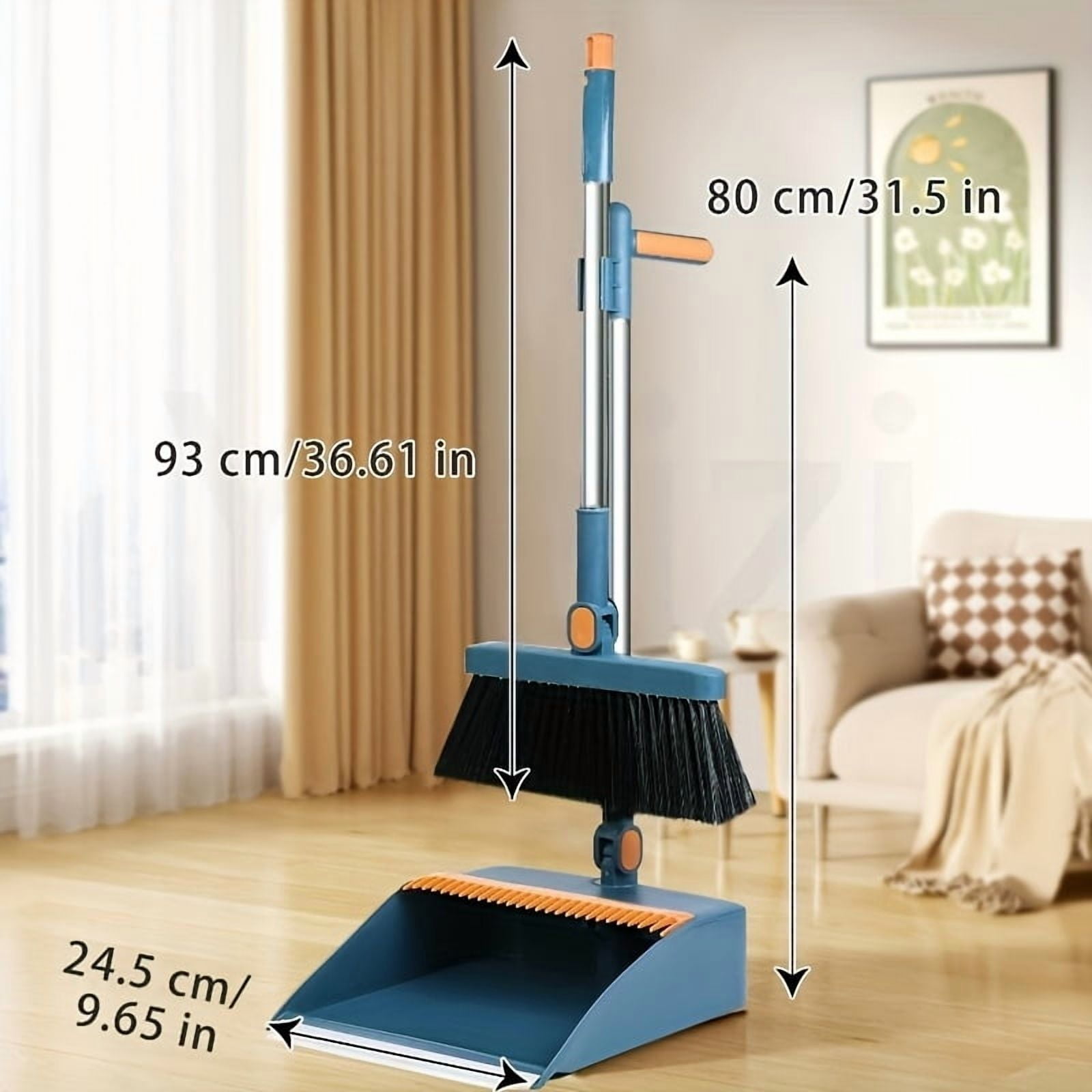 RYPFOEWBN Rotatable broom and dustpan set, folding handle + non-stick ...