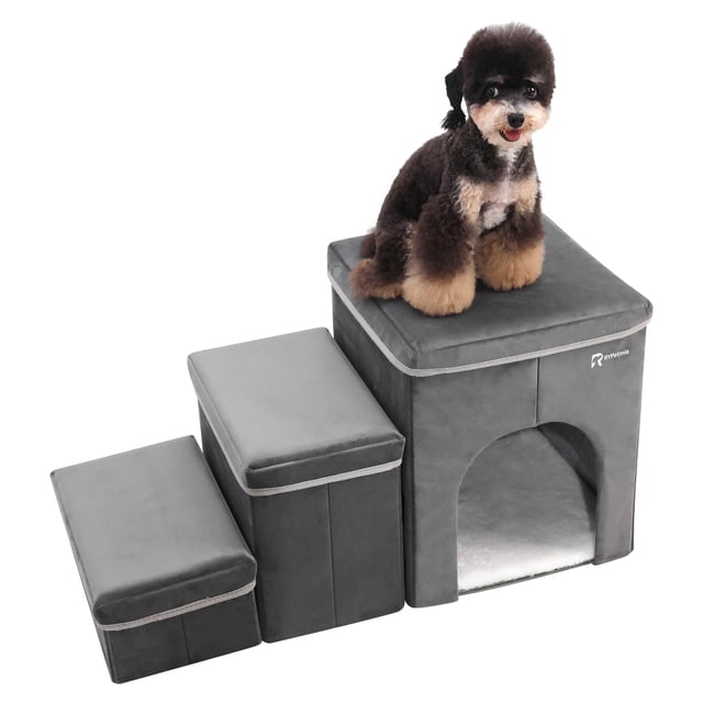 RYPetmia Pet Stairs Step Dog Ramp for for High Beds or Couches - 3-Step ...