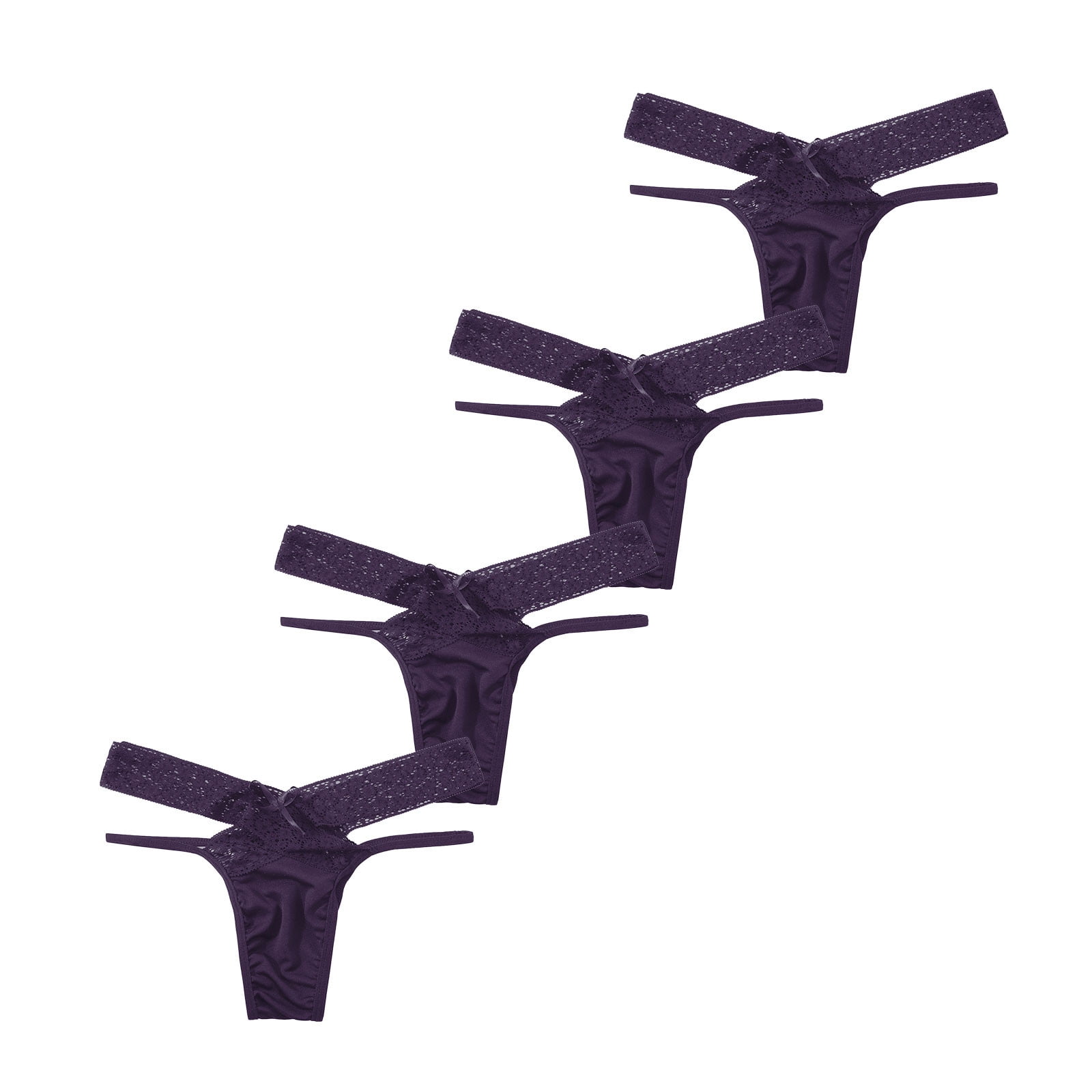 RYRJJ 4 Pack G-String Thongs for Women Hollow Out Stappy Lace Panties ...