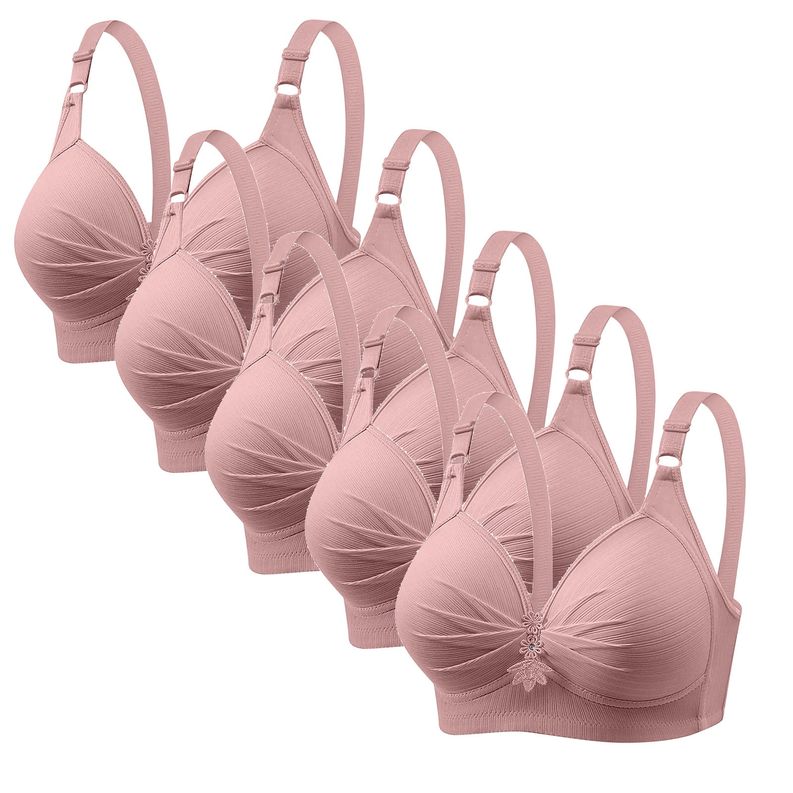 RYRJJ 5 Pack Bras for Women Full Support No Underwire Seamless Wireless ...