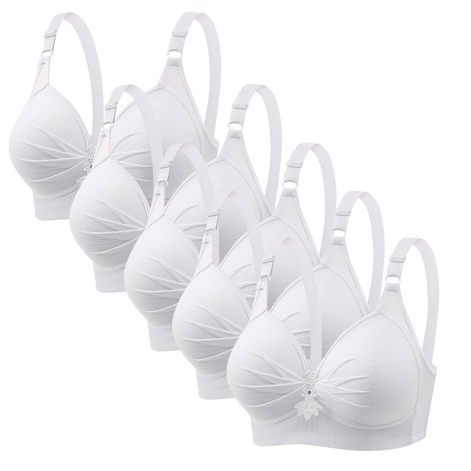 RYRJJ 5 Pack Bras for Women Full Support No Underwire Seamless Wireless ...