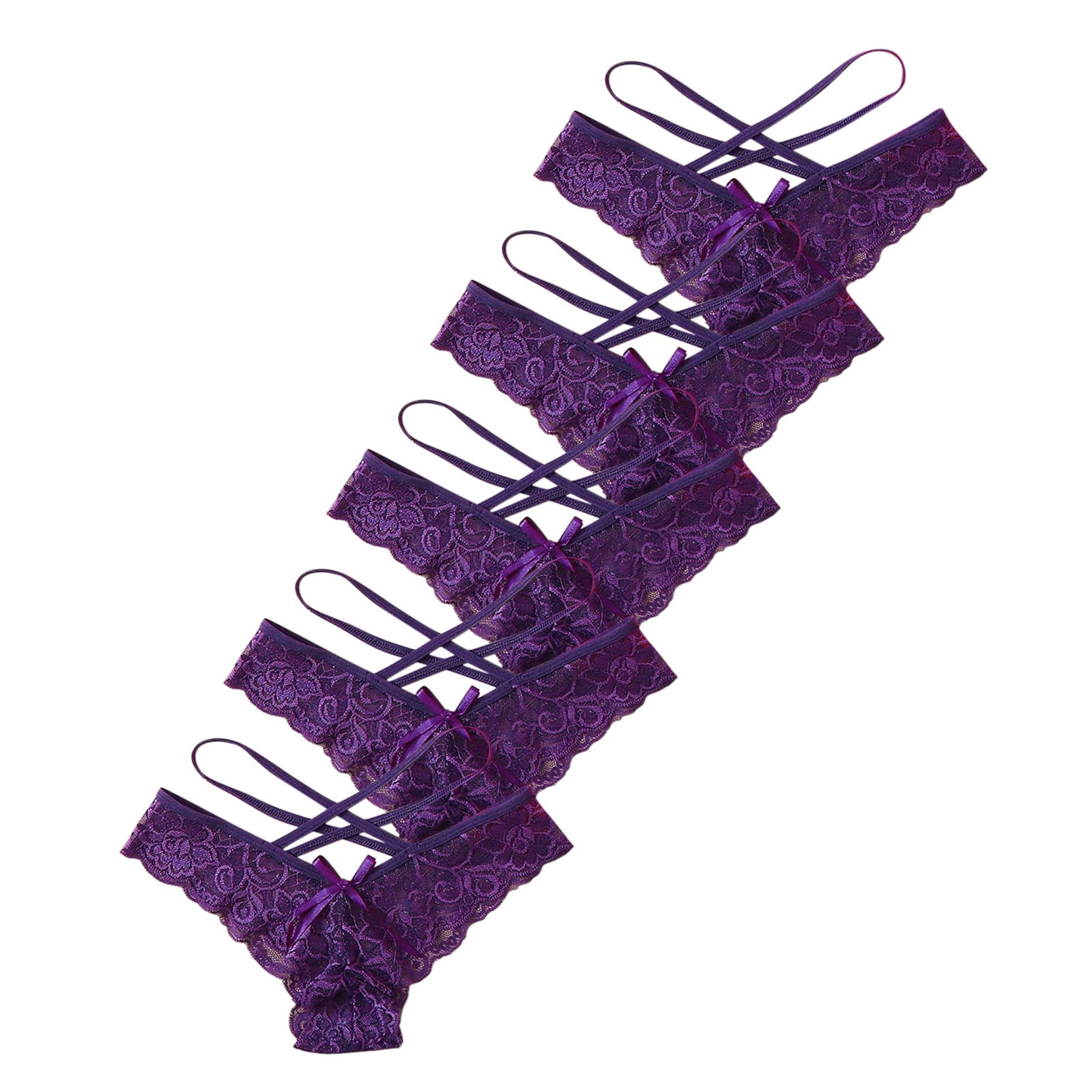 RYRJJ 5 Pack Underwear for Women Floral Lace Thongs Bikini Criss Cross ...