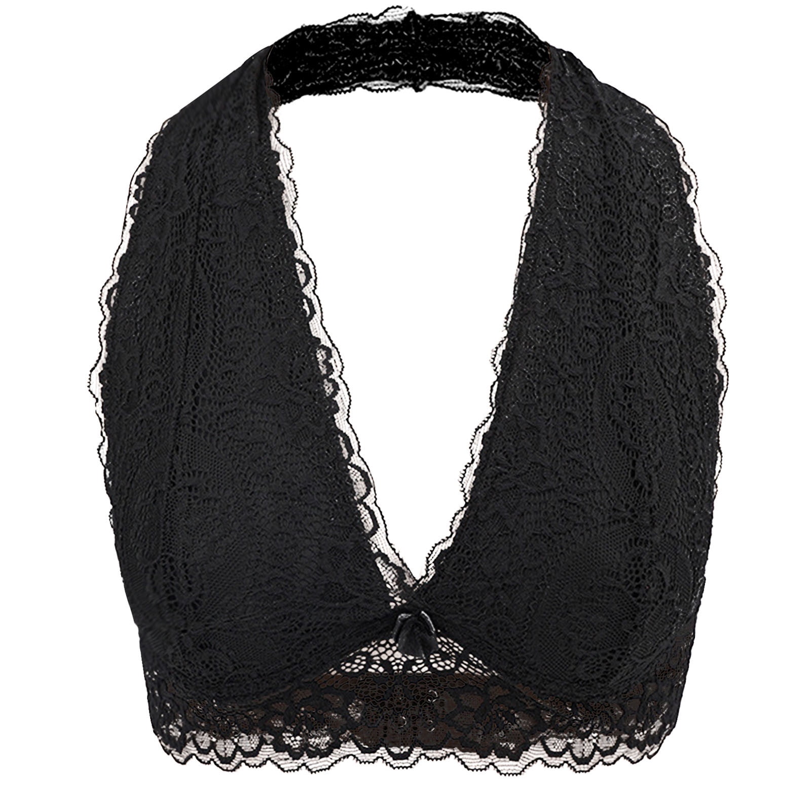 RYRJJ Women Floral Lace Halter Bra Bralette Top Hook and Eye Closure ...