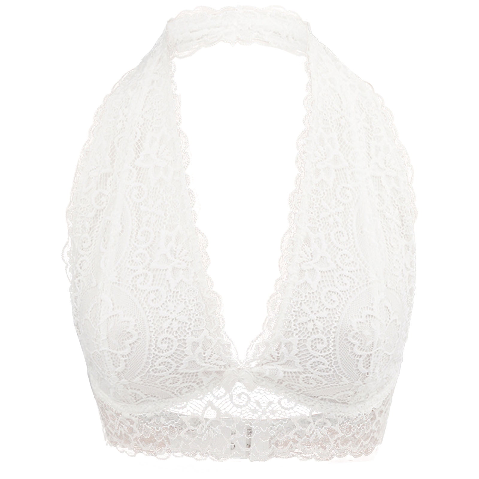 RYRJJ Clearance Women Floral Lace Halter Bra Bralette Top Hook and Eye ...
