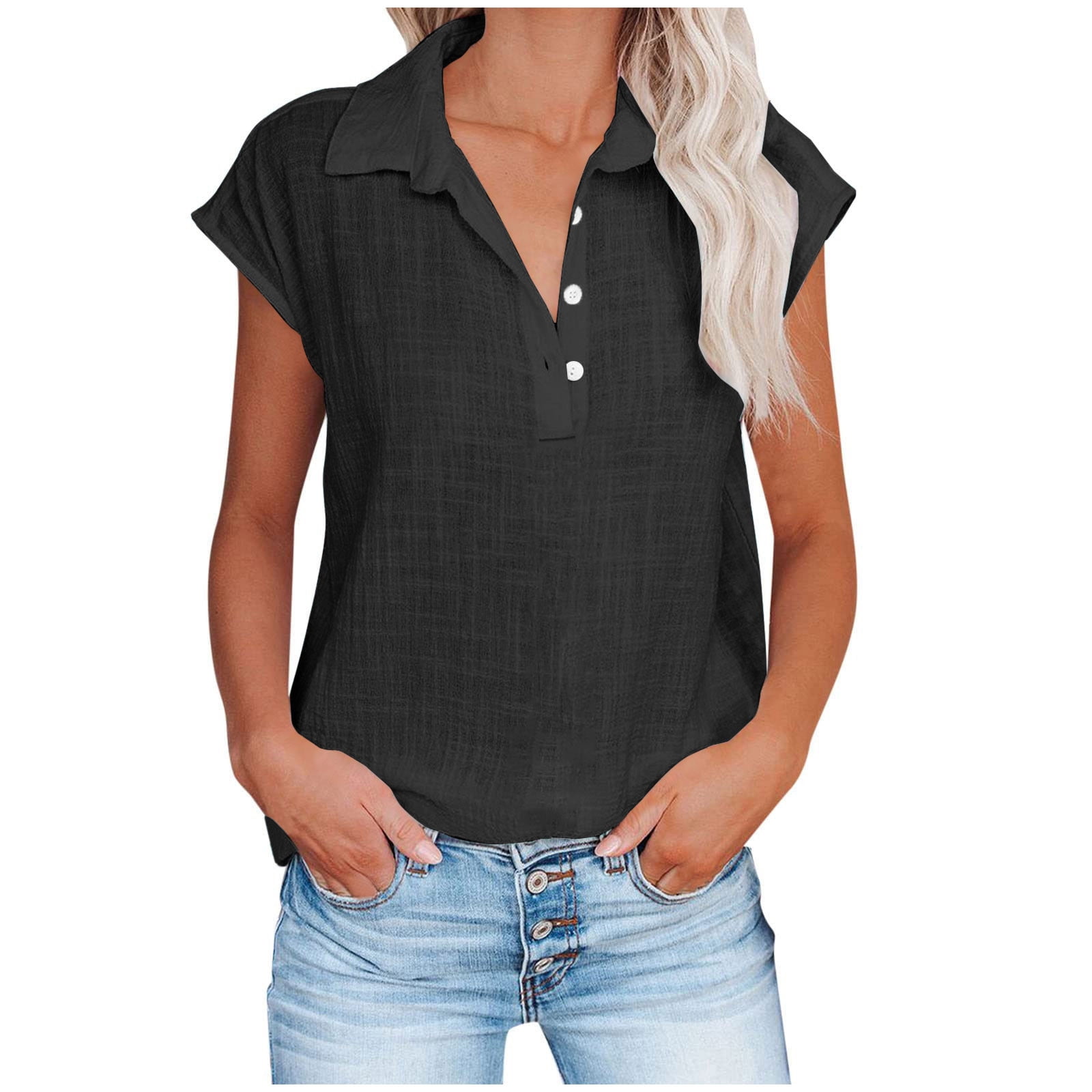 RYRJJ Cotton Linen Button Down Shirts for Women Summer Short Sleeve ... RYRJJ Cotton Linen Button Down Shirts for Women Summer Short Sleeve ...