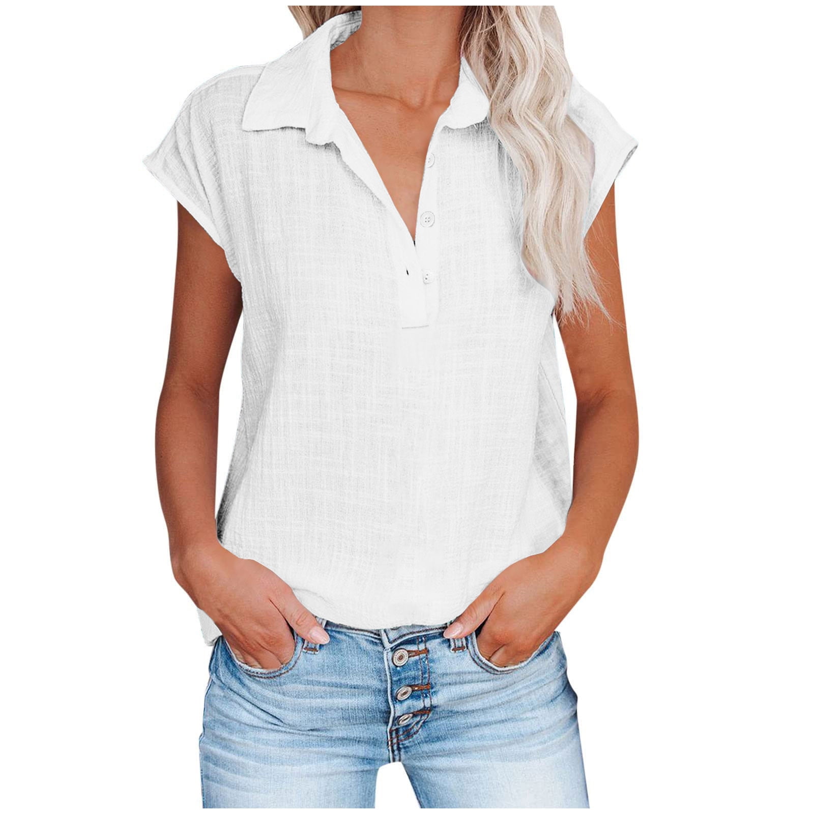 RYRJJ Cotton Linen Button Down Shirts for Women Summer Short Sleeve ... RYRJJ Cotton Linen Button Down Shirts for Women Summer Short Sleeve ...