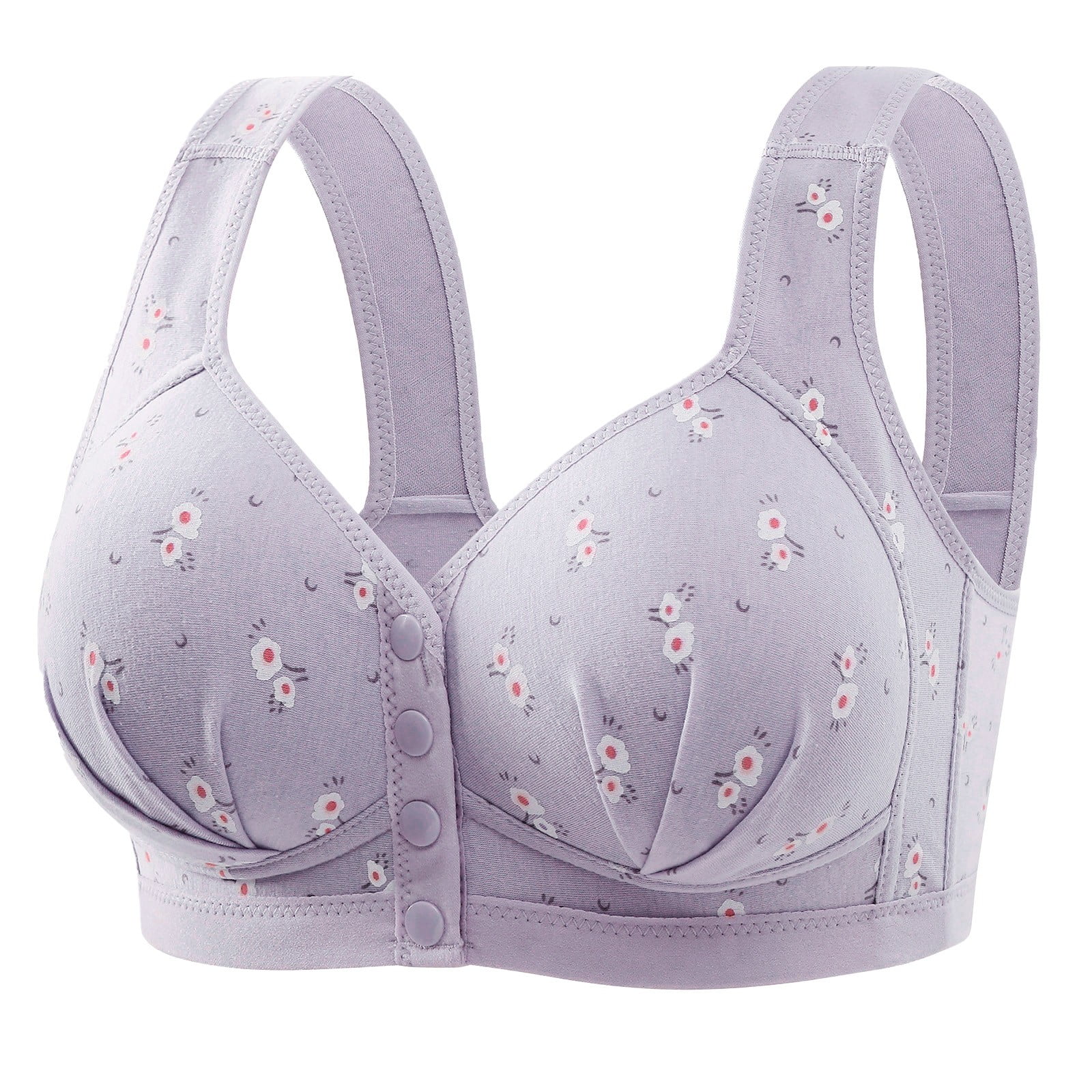 RYRJJ Daisy Bra Front Snaps Seniors Bra for Women Plus Size Full ...