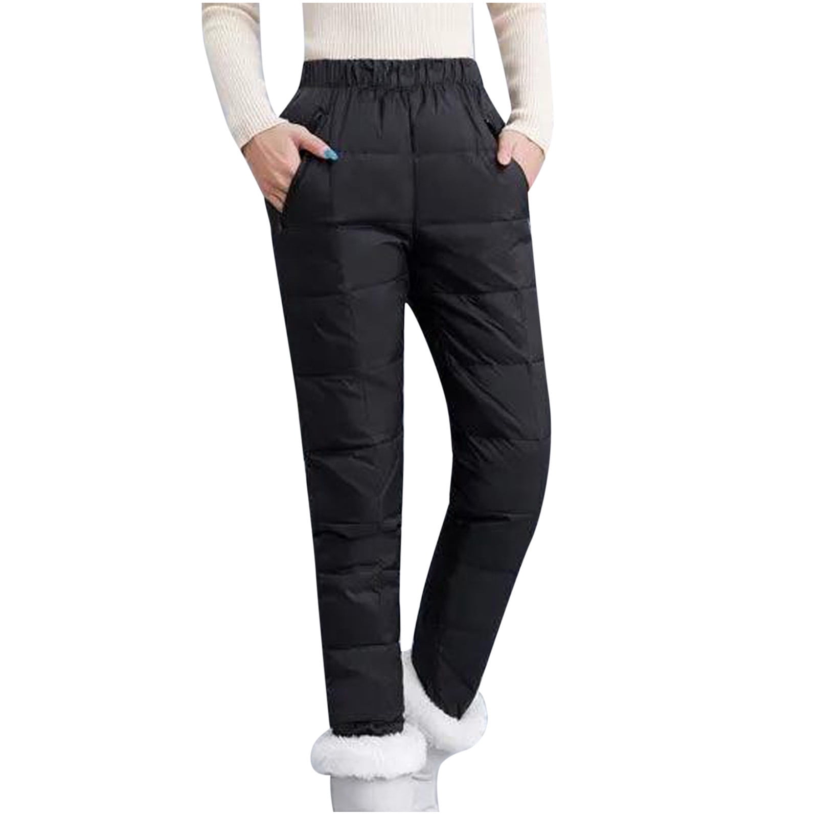 RYRJJ Snow Pants Womens Winter Windproof Down Pants Thick Winter Warm ...