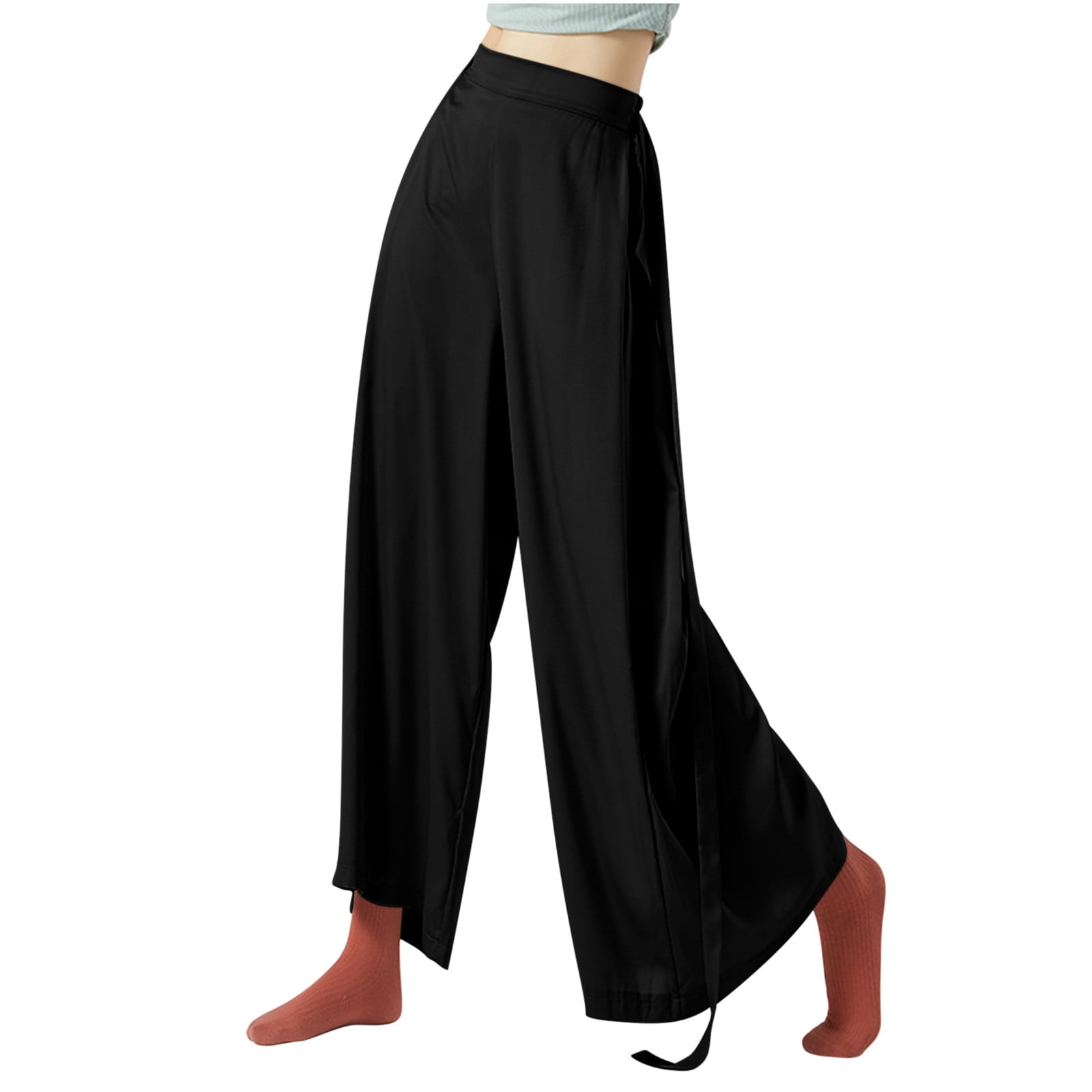 RYRJJ Teen Girls Women Palazzo Dance Pants Wide Leg Loungewear for ...