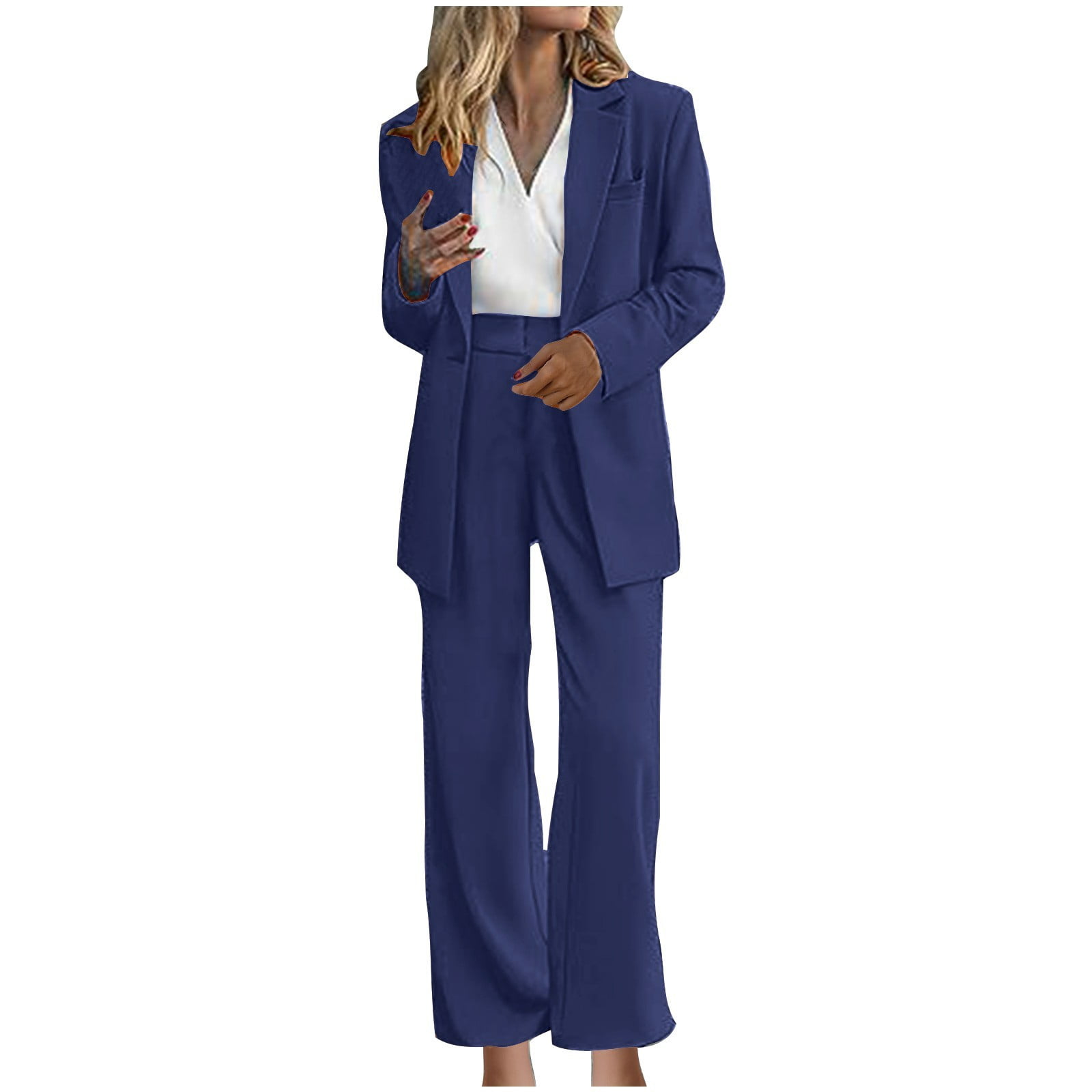 RYRJJ Women's Fall 2 Piece Blazer Outfits Business Casual Long Notch ...