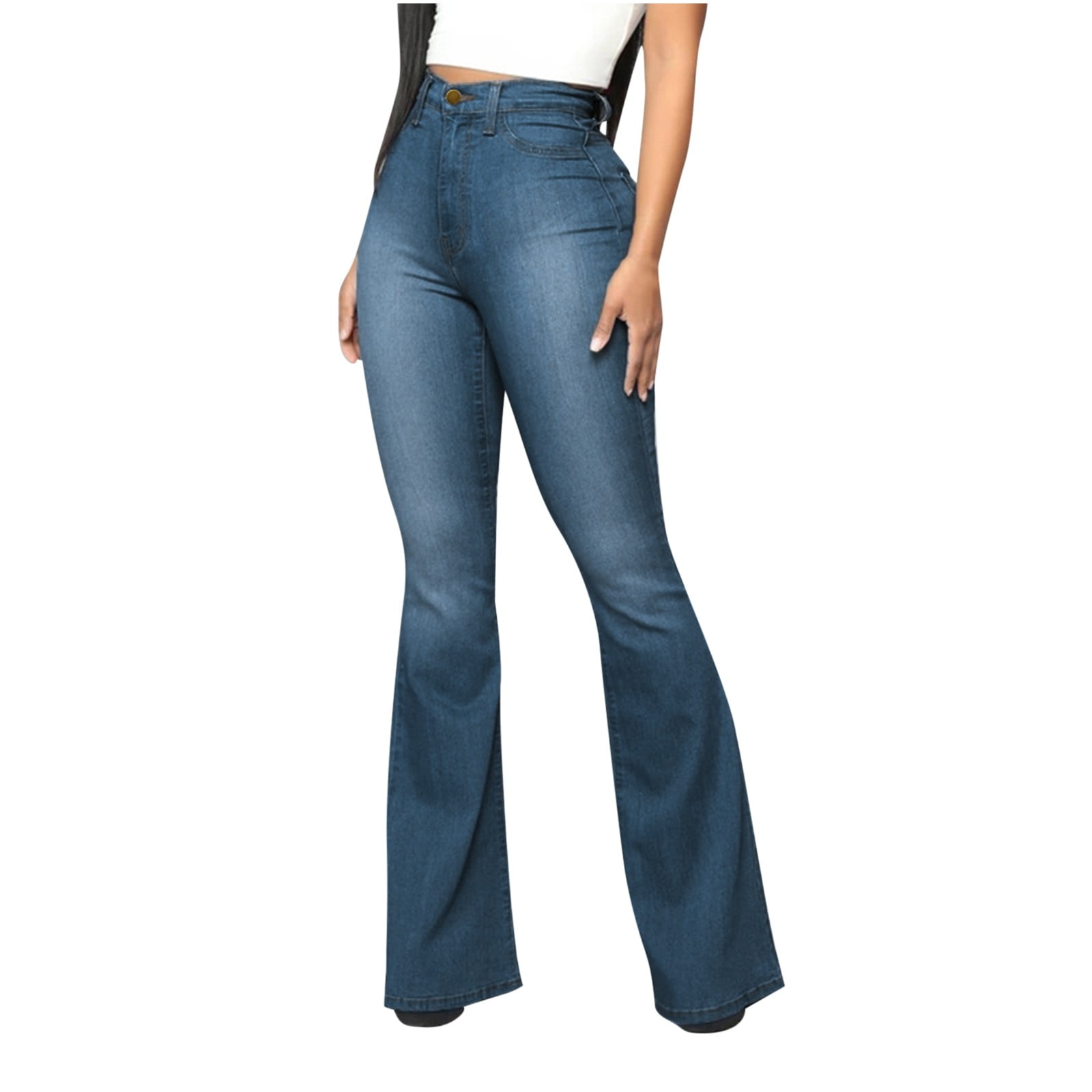 RYRJJ Women's Bell Bottom Jeans Pull-on High Waisted Bootcut Flare Jean ...