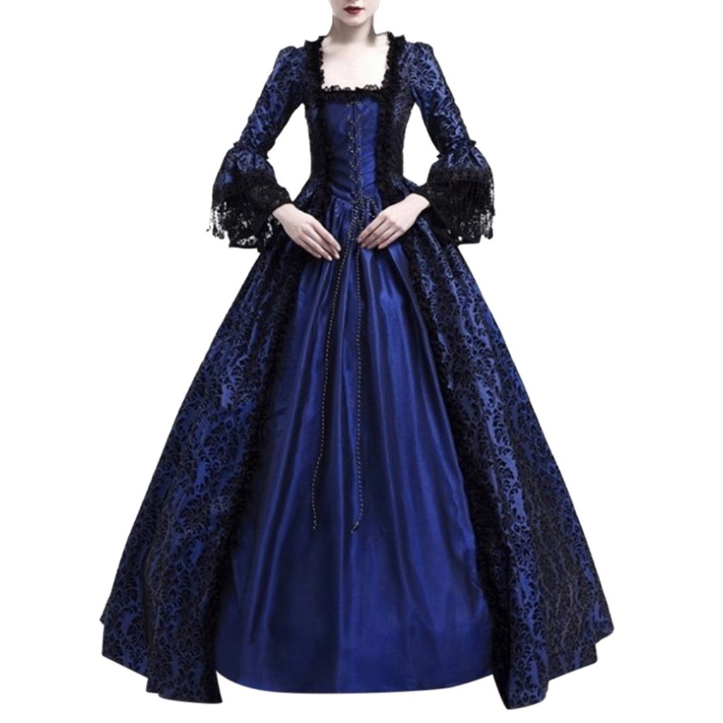 RYRJJ Women's Gorgeous Gothic Ball Gown Flared Sleeves Renaissance ...