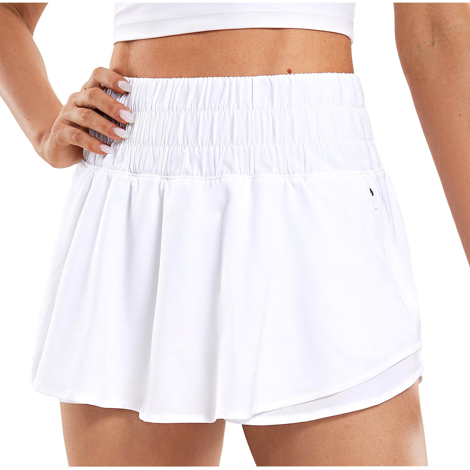 RYRJJ Women's High Waisted Flowy Athletic Shorts Tennis Skorts Ruffle ...