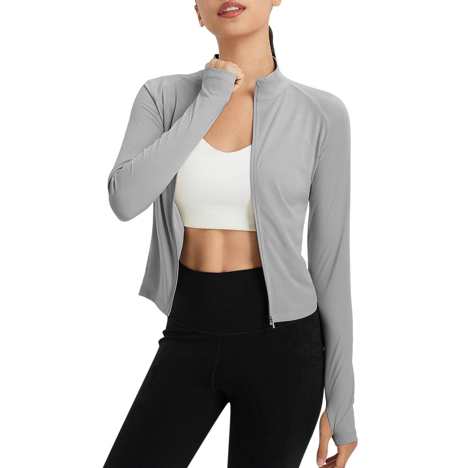 RYRJJ Women's UPF 50+ Sun Shirts Protection SPF Crop Jacket UV ...