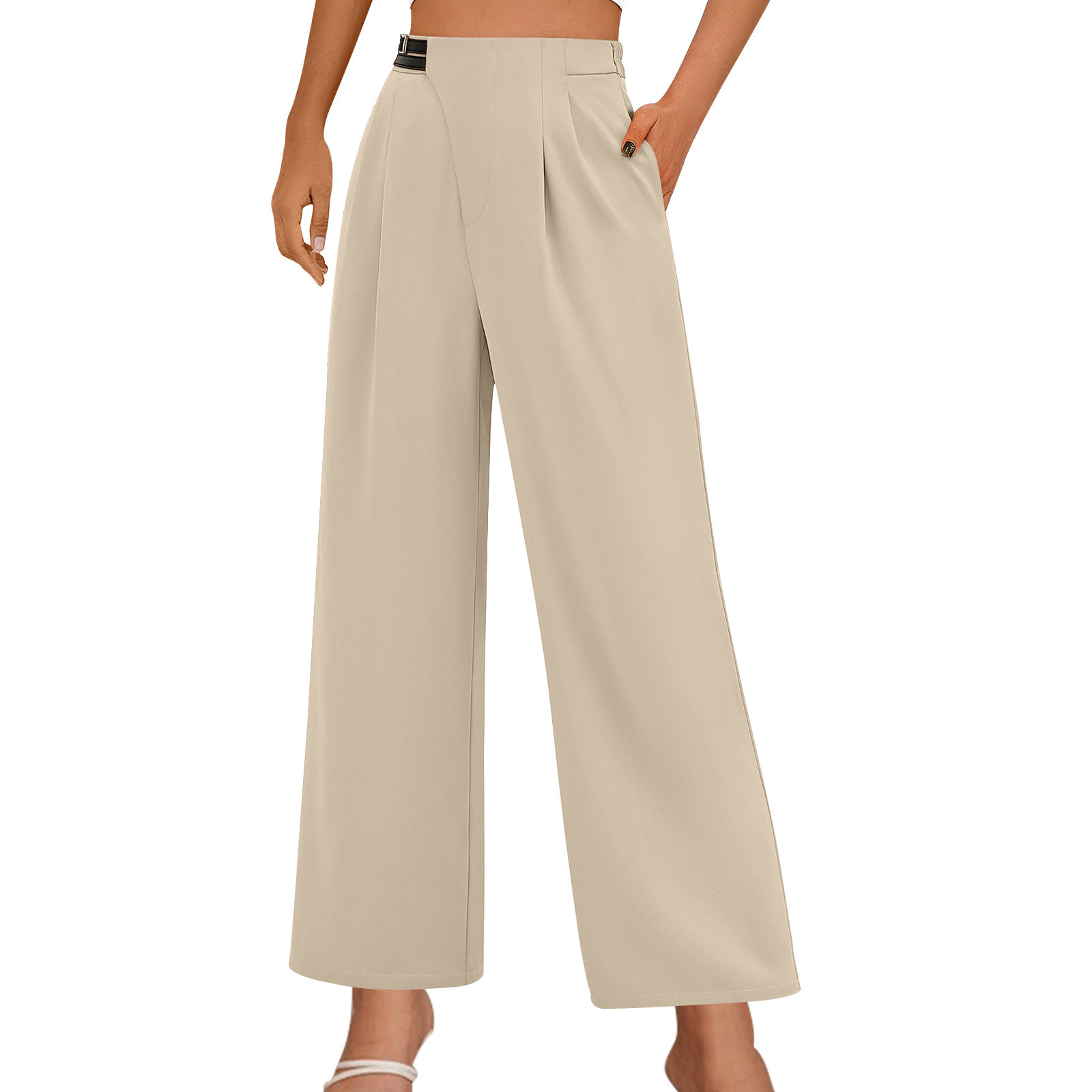 RYRJJ Women's Wide Leg Pants Dressy High Waisted Business Casual Work ...