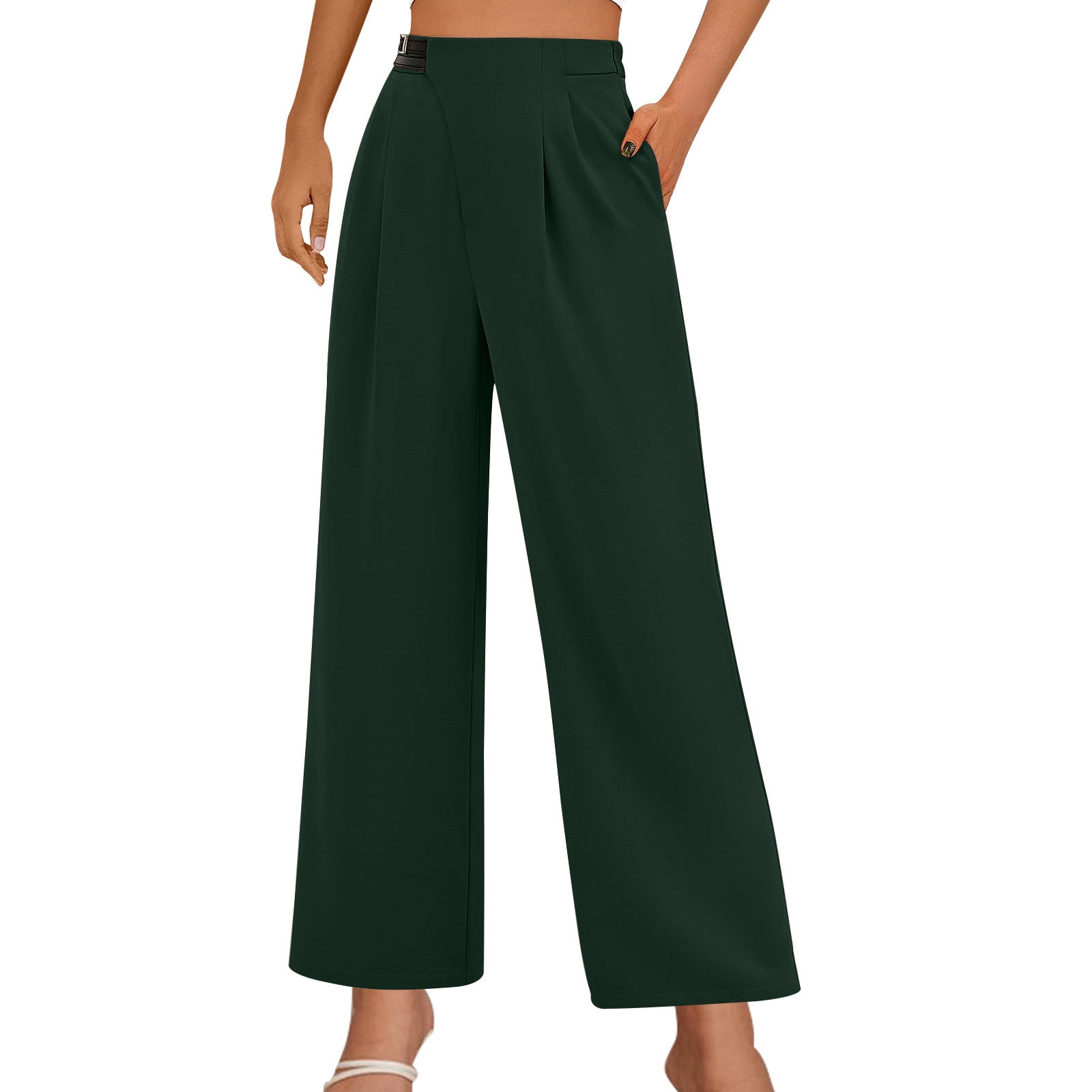 RYRJJ Women's Wide Leg Pants Dressy High Waisted Business Casual Work ...