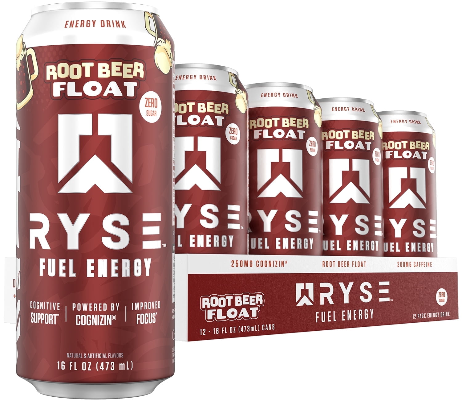 RYSE Fuel New Energy Drink - Root Beer Float - Sugar Free - 16 fl oz ...