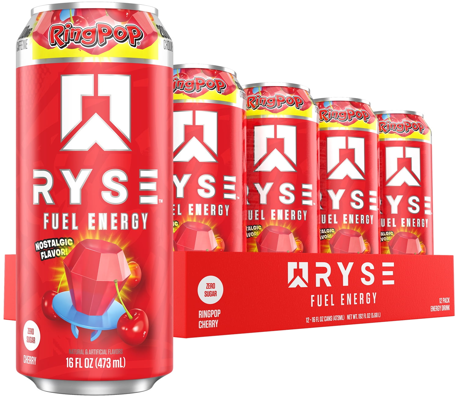 RYSE Fuel Energy Drink - Ring Pop Cherry - Sugar Free - 16 fl oz (12 ...