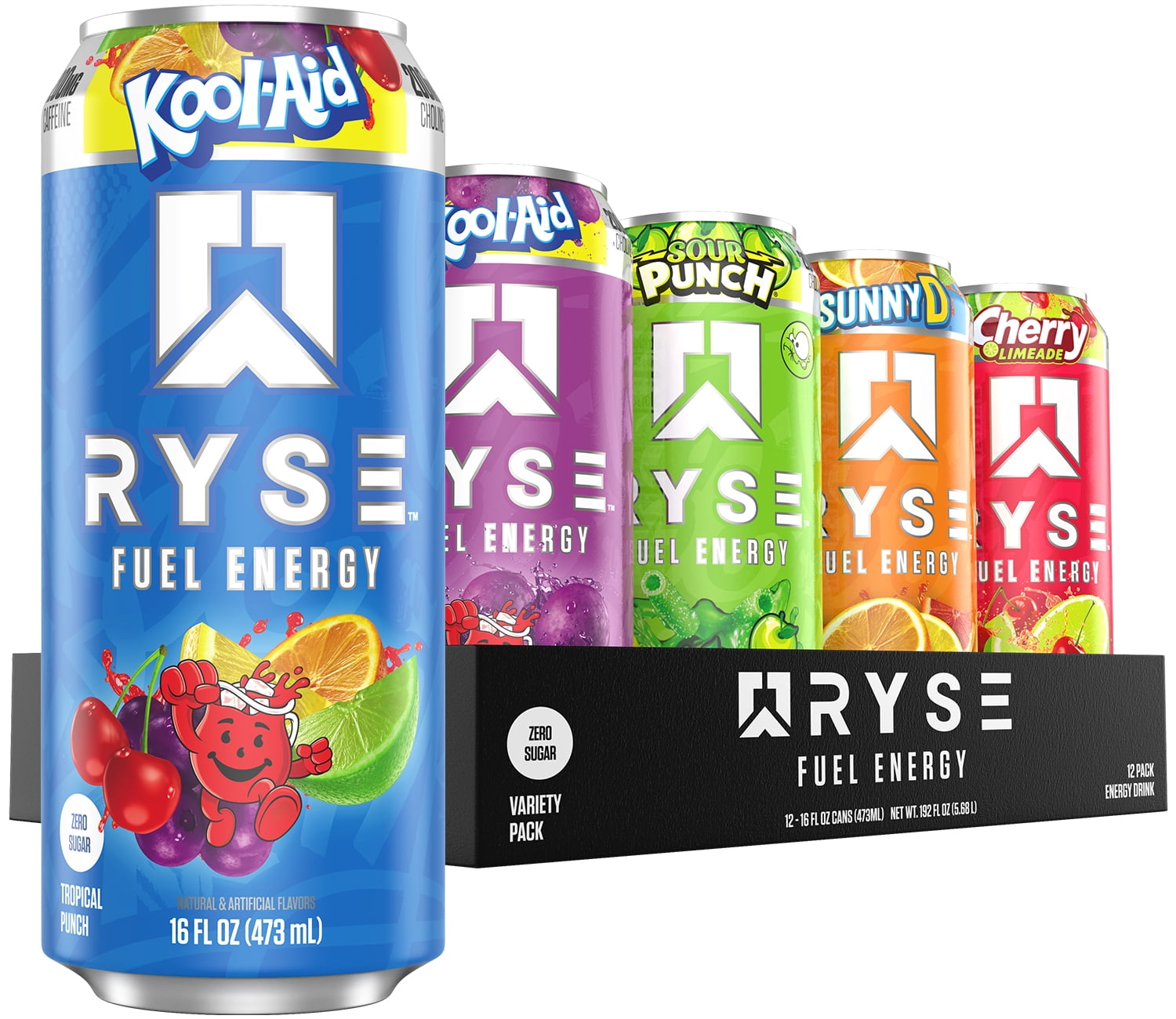 RYSE Fuel Energy Drink - Variety Pack - Sugar Free - 16 fl oz (12-Pack ...