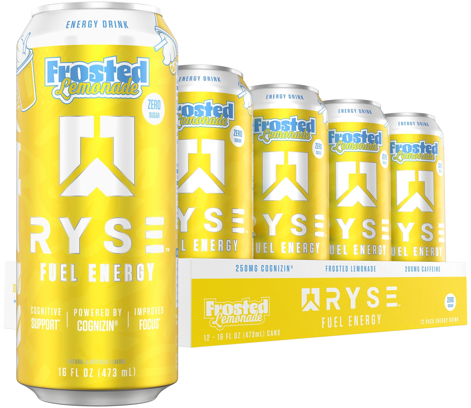 RYSE Fuel New Energy Drink - Frosted Lemonade - Sugar Free - 16 fl oz ...
