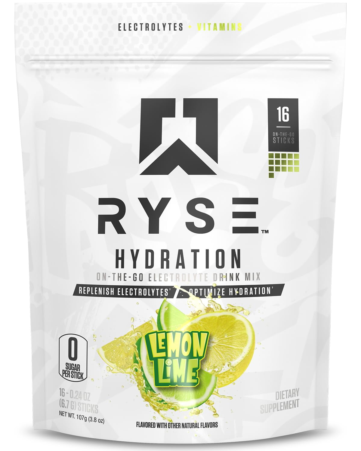 RYSE Hydration Electrolyte Powder Packets - Lemon Lime - 16 Servings ...