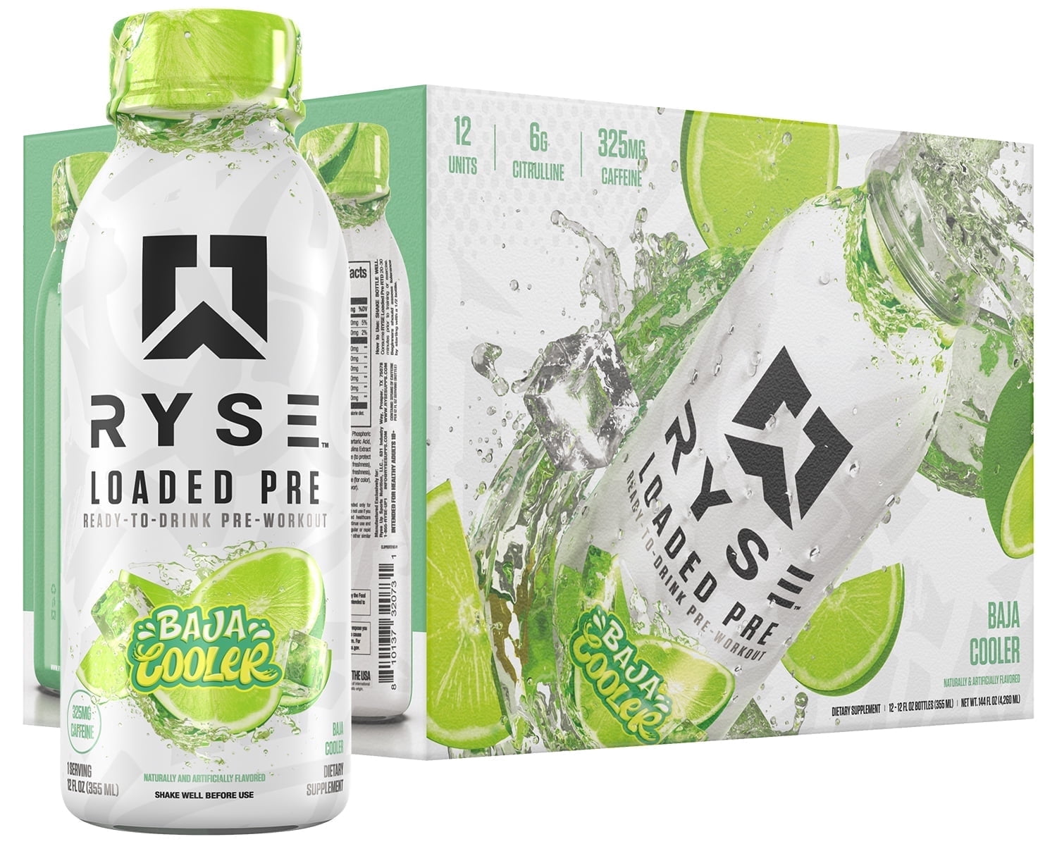 RYSE Loaded Pre Workout Drink - Sugar-Free - Baja Cooler - 12 Pack ...