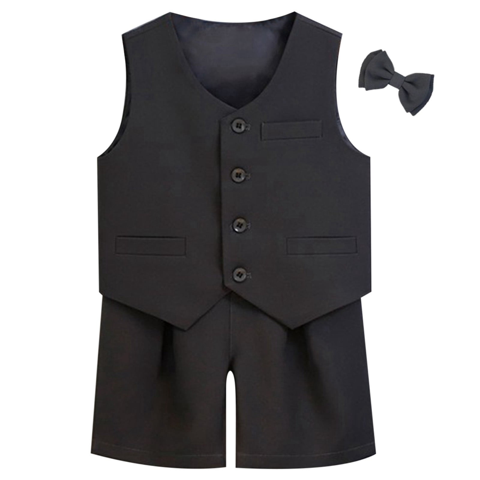 RYTAYY Children Boys Outfit Sets formal Attire Solid Color Bow Ties ...