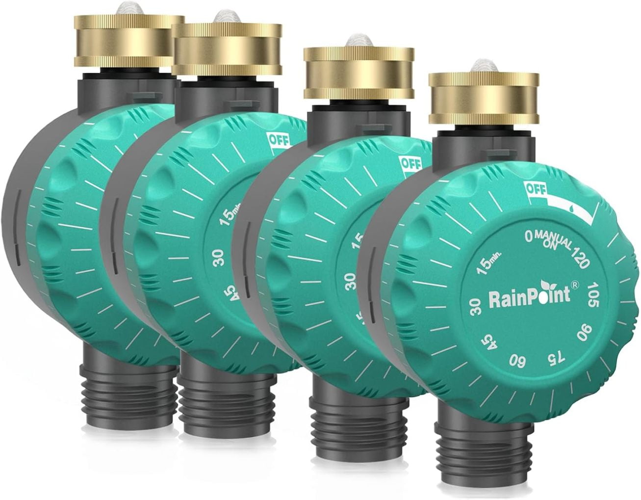 RYTZ 4-Pack Mechanical Sprinkler Timer with Brass Swivel, Water Timer for Garden Hose ...