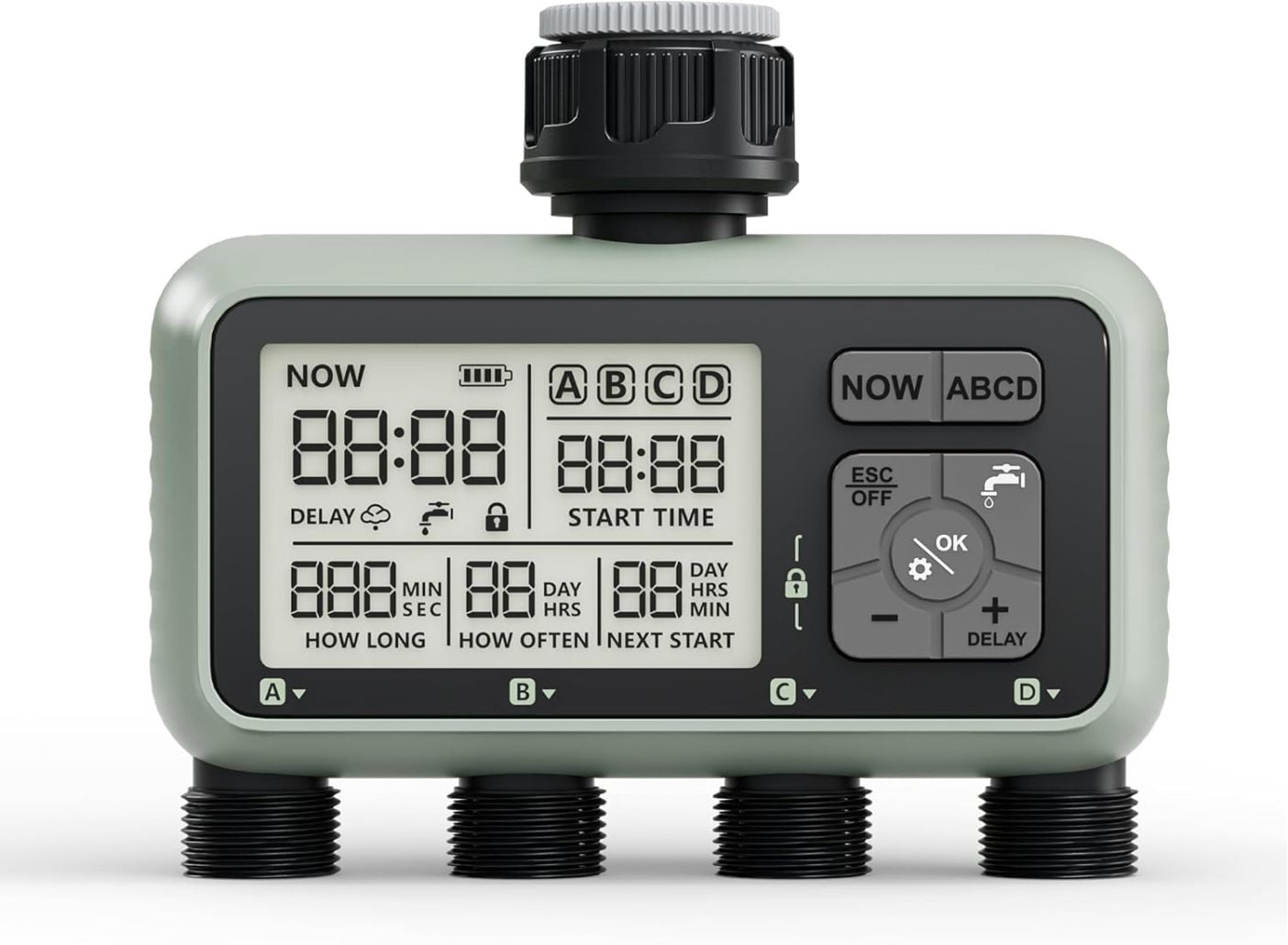 RYTZ 4 Zone Sprinkler Timer, Water Timer 4 Outlet for Garden Hose ...