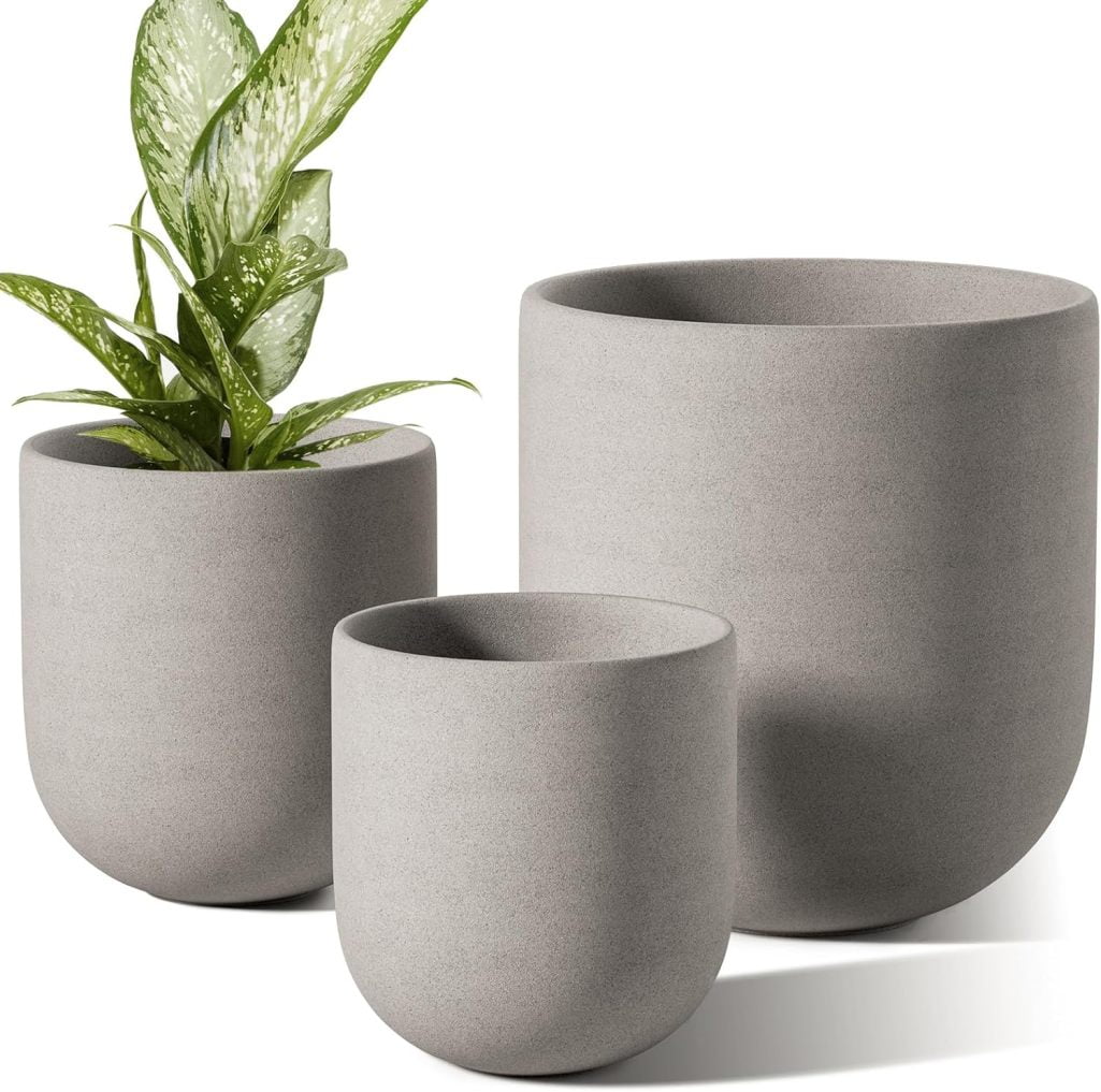 RYTZ 6+8+10 Inch Plant Pots Indoor, Ceramic Planters for Indoor Plants, Cylinder Pots with ...