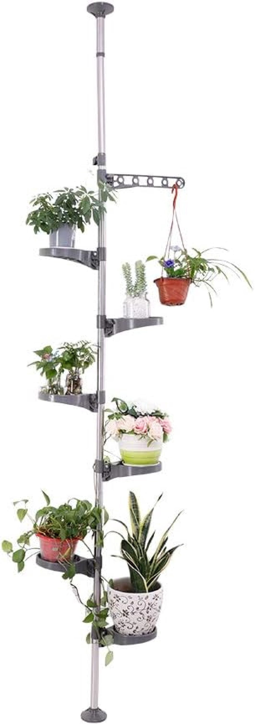RYTZ 7-Tier Indoor Plant Pole Spring Tension Rod Expandable Flower Pots ...