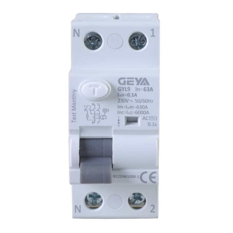 RYUJNDK 2P 63A Din Rails Earth Leakage Current Breaker Residual Current Circuits Breaker 30mA ...