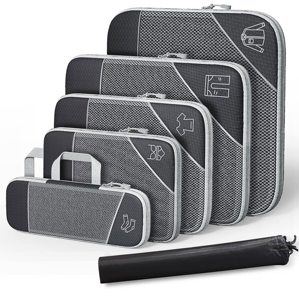 RYUJNDK 3/6PCS Compressed Packing Cubes Travel Storage Set with Shoe ...