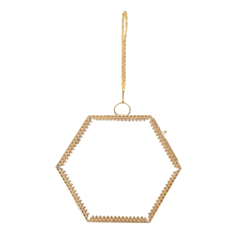 RYUJNDK Brass Hexagonal Photo Frame with Double Side Glass Pressed ...
