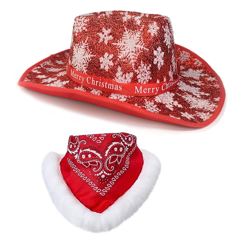 RYUJNDK Cowgirl Hat+ Bandana Set Elegant Photo Props Christmas Party ...