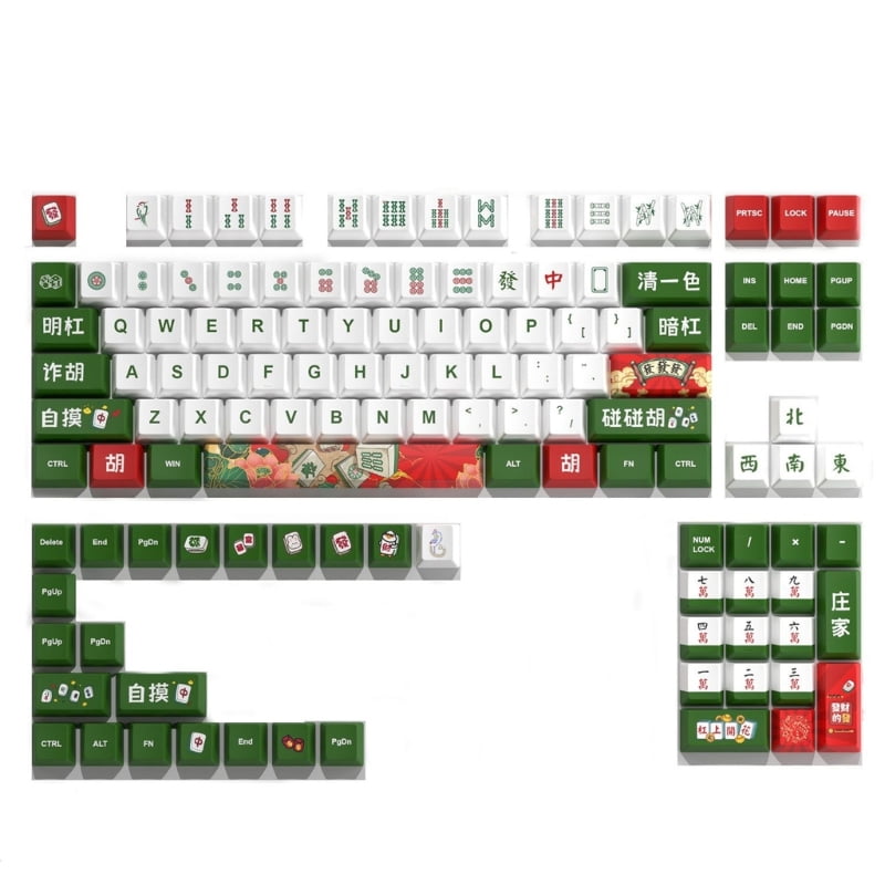 RYUJNDK Vibranted Mahjong Theme Keycap 125 Key Keycaps for Mechanical ...