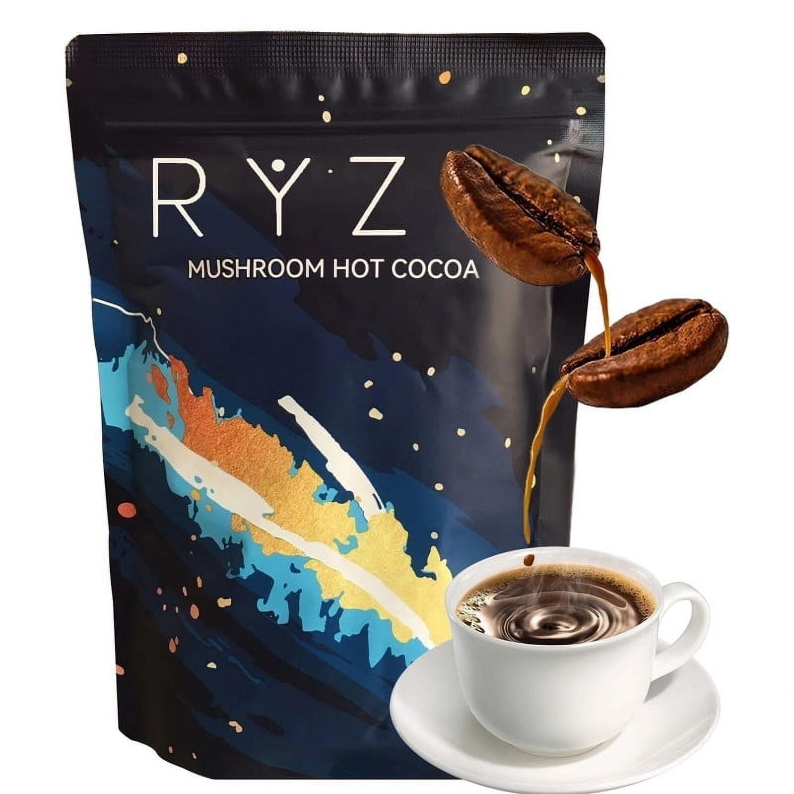 RYZ’E Mushroom Coffe Hot Cocoa Powder, 20 Servings, 1 Pack, 200g, Immune Support - Walmart.com