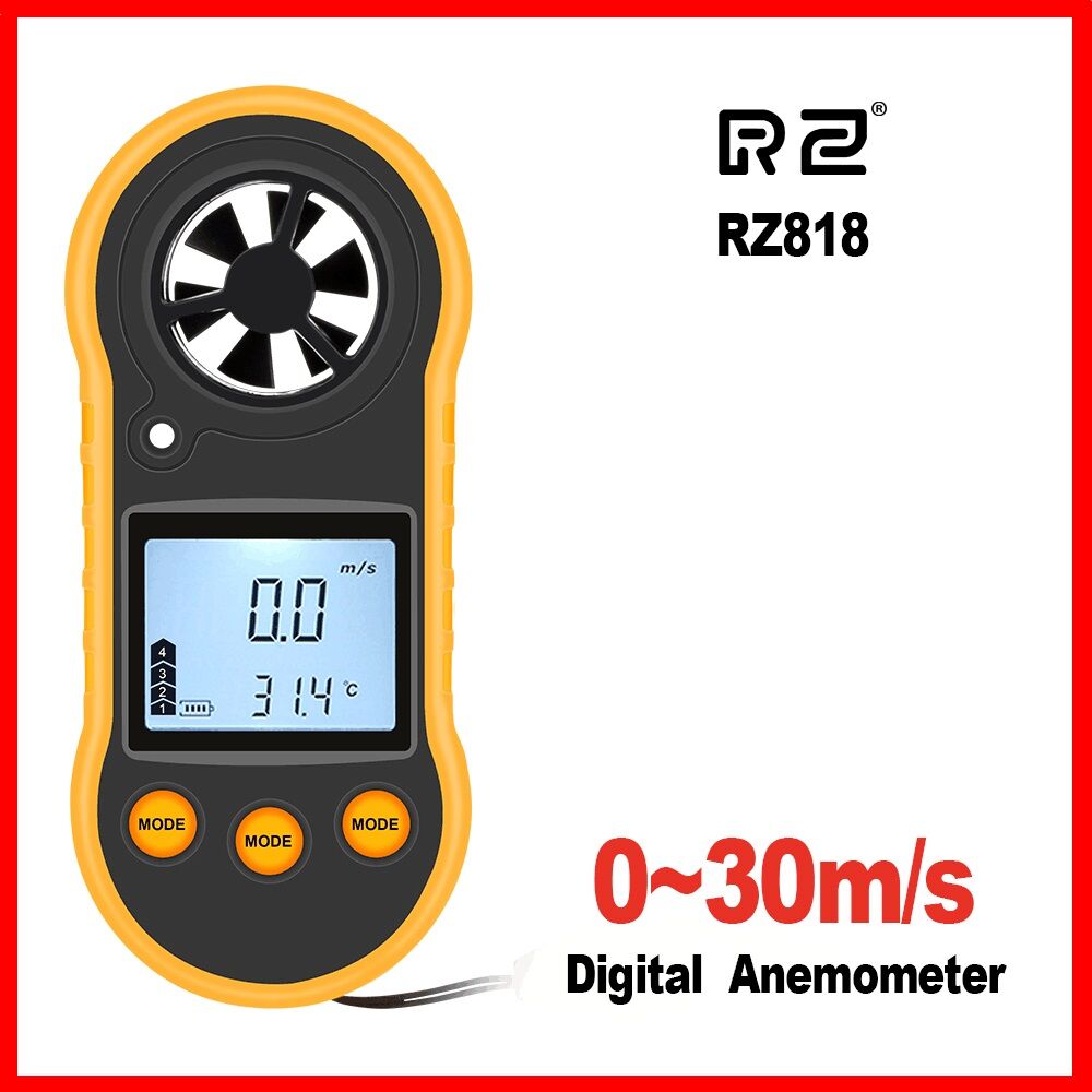RZ Portable Anemometer Anemometro Thermometer Wind Speed Gauge Meter ...