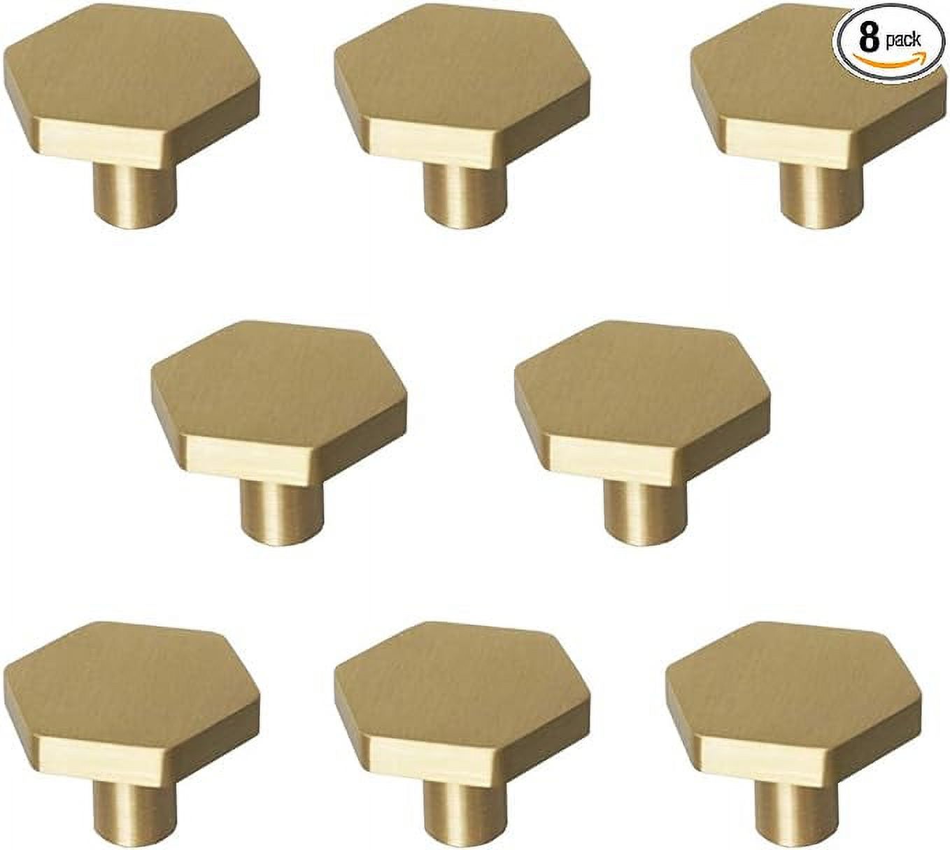 RZDEAL 1-1/10" Solid Brass Knobs Shoe Cabinets Knob and Pulls Brushed Gold Hexagon Handles for ...