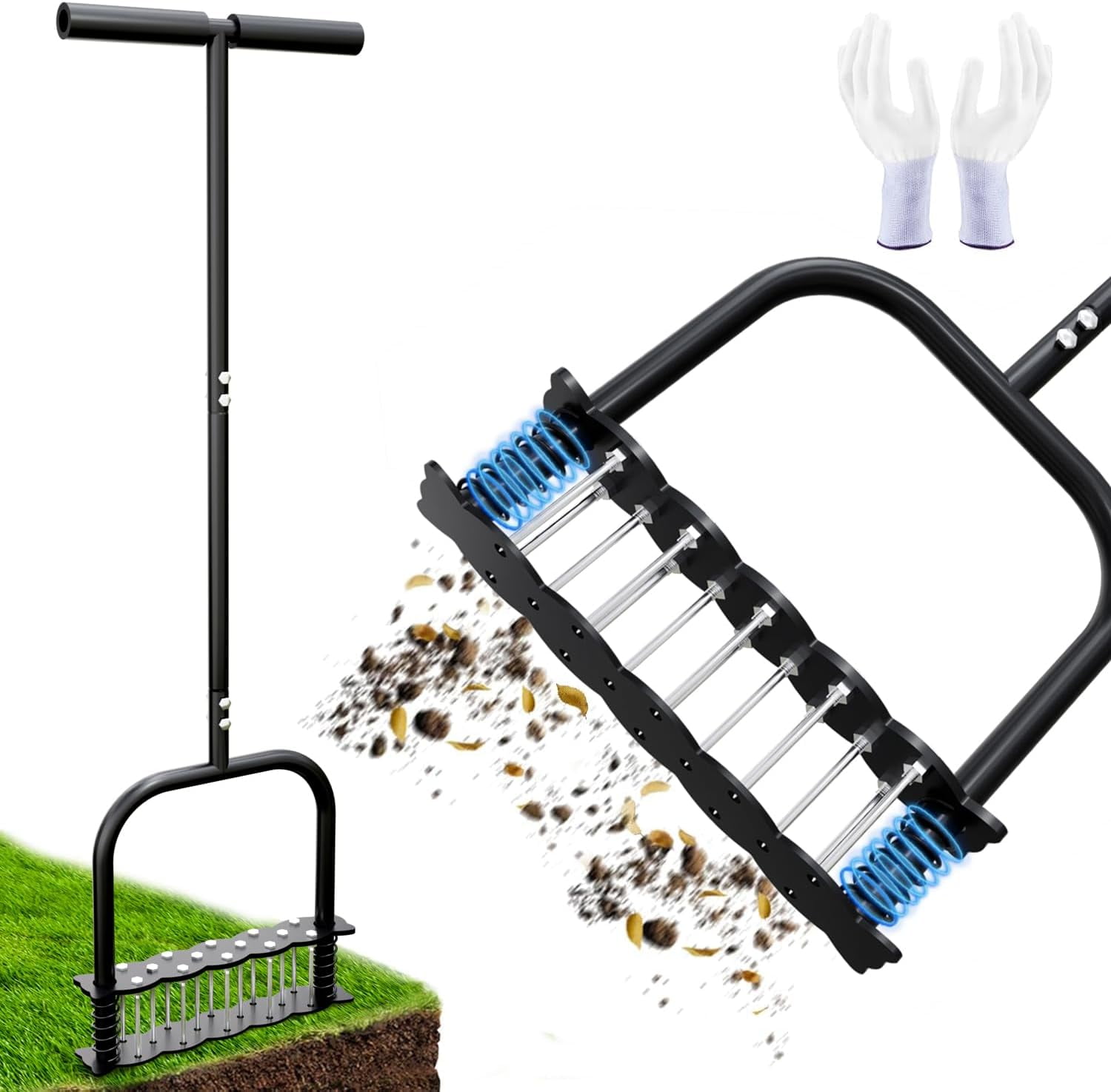RZJZGZ Lawn Aerator Yard Aerators with Padded T-Handle, Wide Foot Plate ...