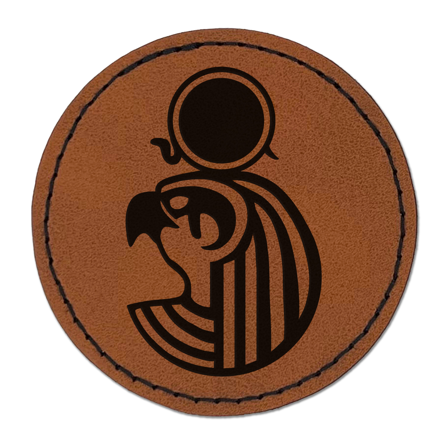 Ra Head Egyptian God of the Sun 2.5" Faux Leather Round Engraved Iron ...