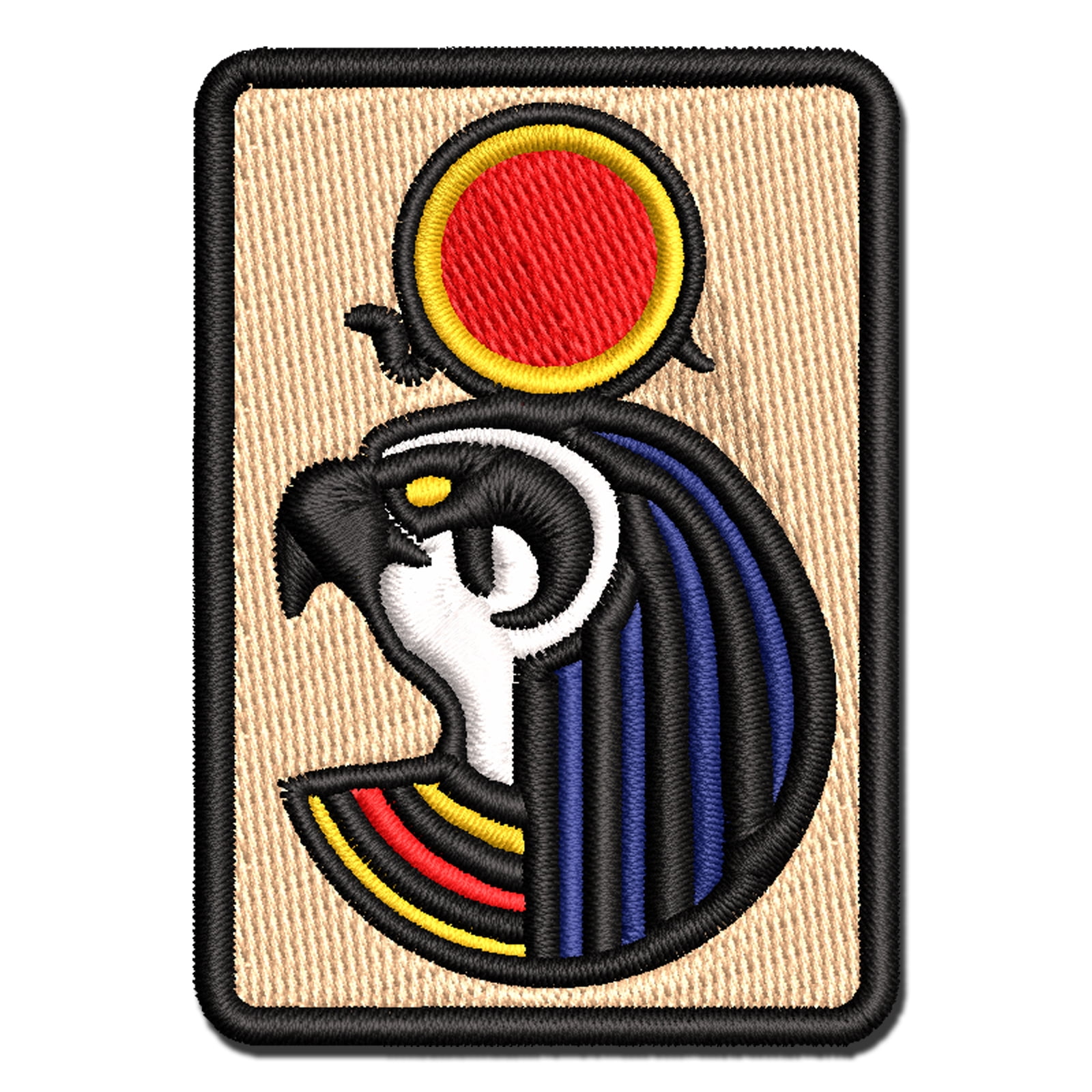Ra Head Egyptian God of the Sun Applique Multi-Color Embroidered Iron ...