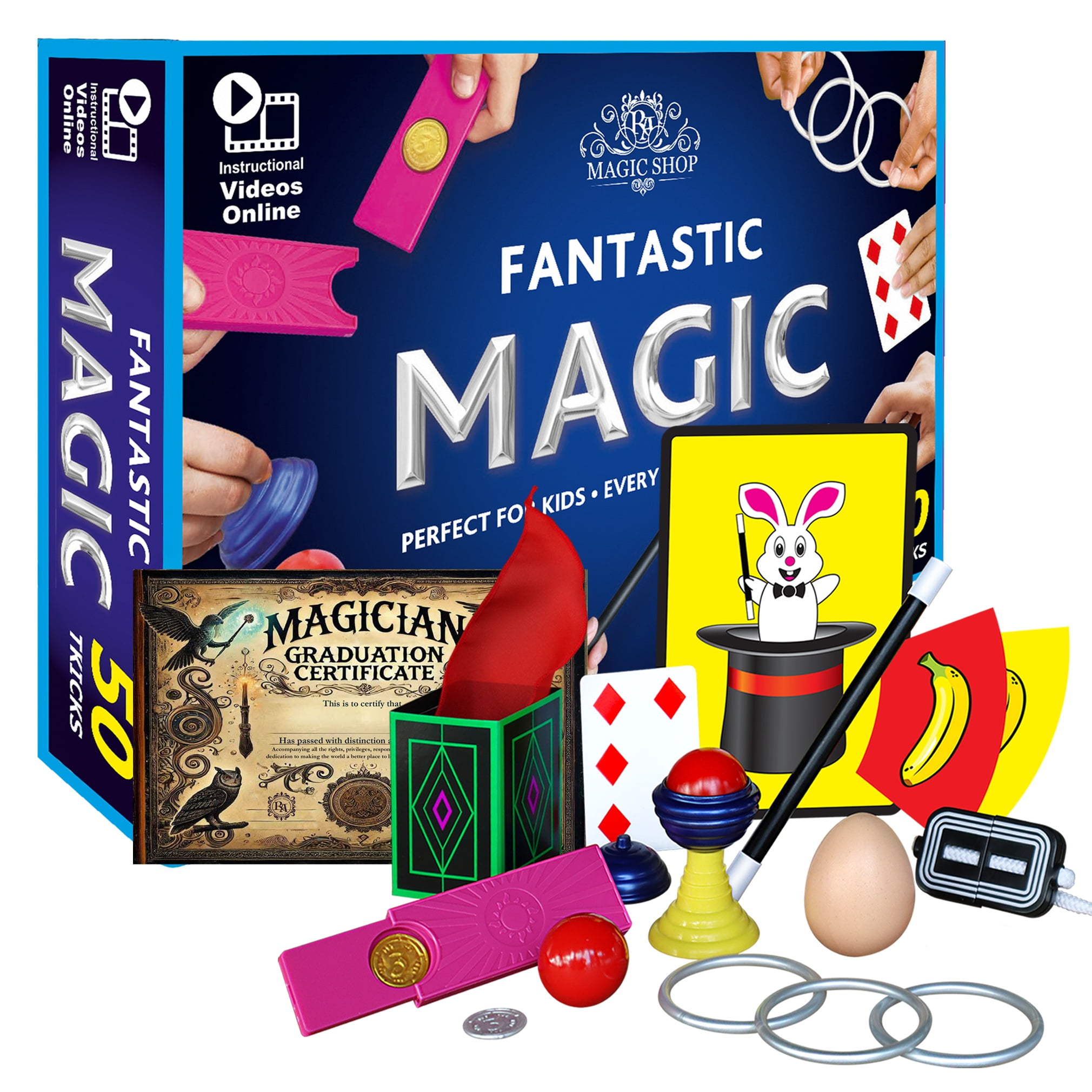 Fantastic Magic Kit for Kids 6-12 – 50 Easy Tricks + Videos | Beginner Magic Set & Magic Toys ...