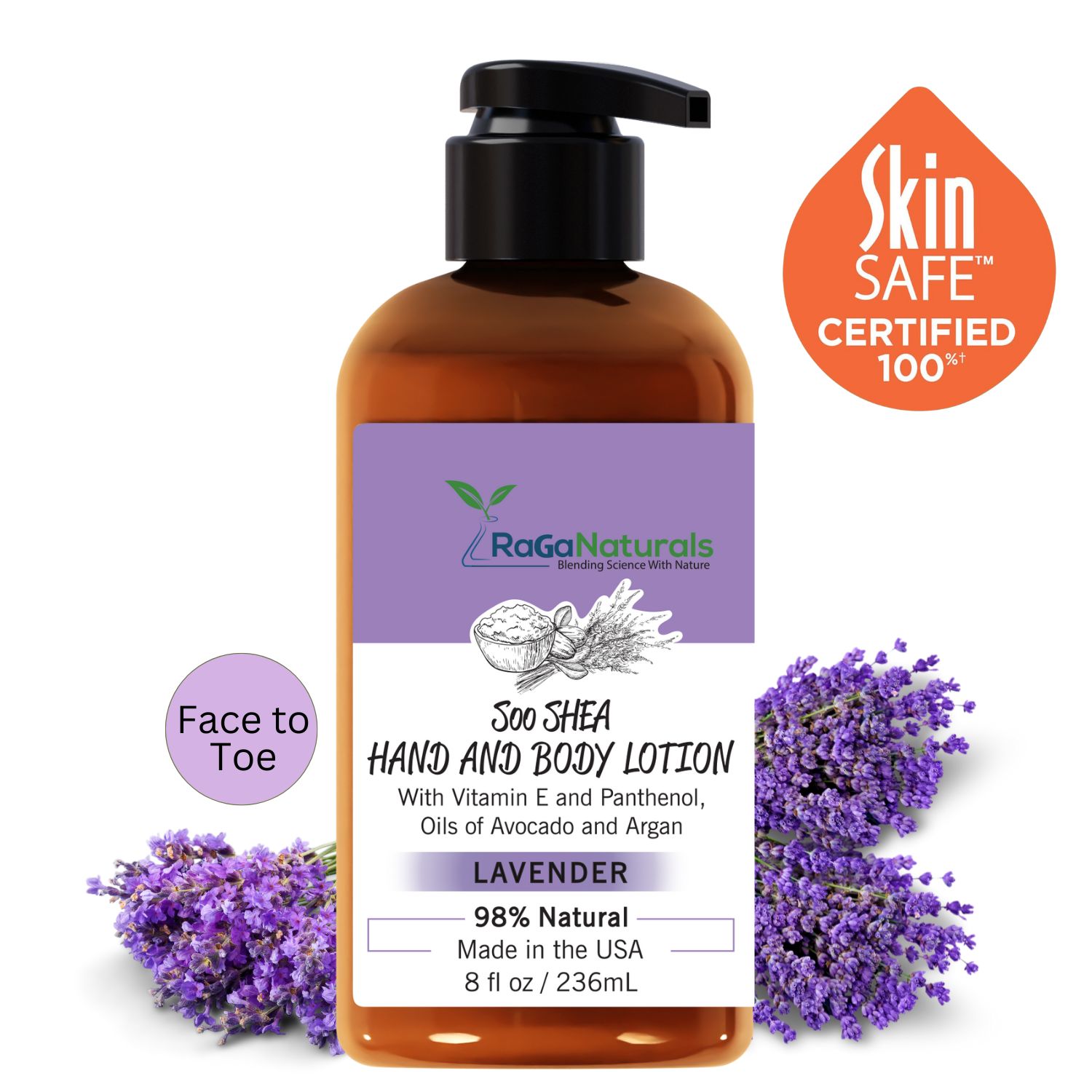 RaGaNaturals Lavender Hand & Body Lotion - All Natural, Vegan, Alcohol ...
