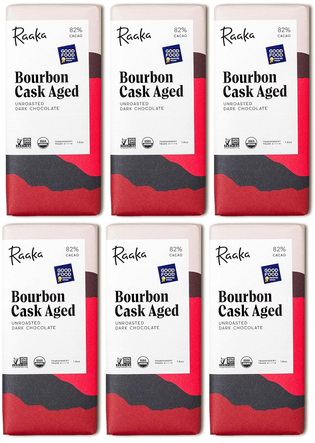 Raaka Chocolate Bourbon Cask Aged 82% Dark Chocolate Gourmet Dark ...